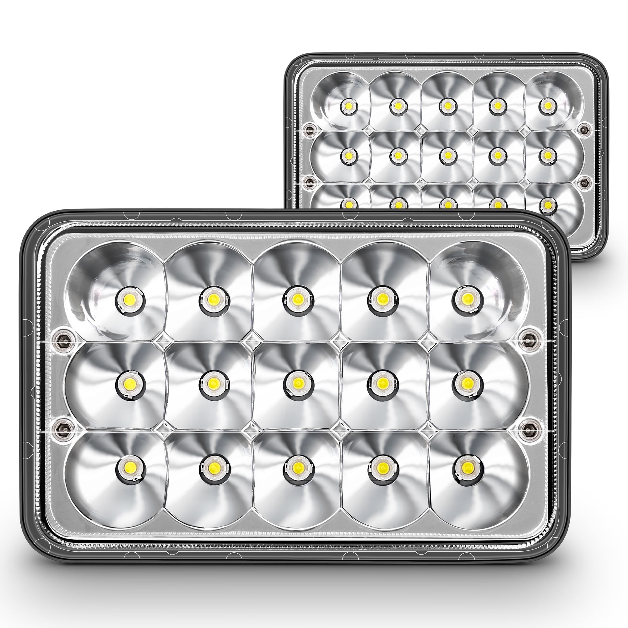 TRUE MODS 2pc 4x6 LED Headlights [45W] [H4 Socket] [Chrome-Finish ...