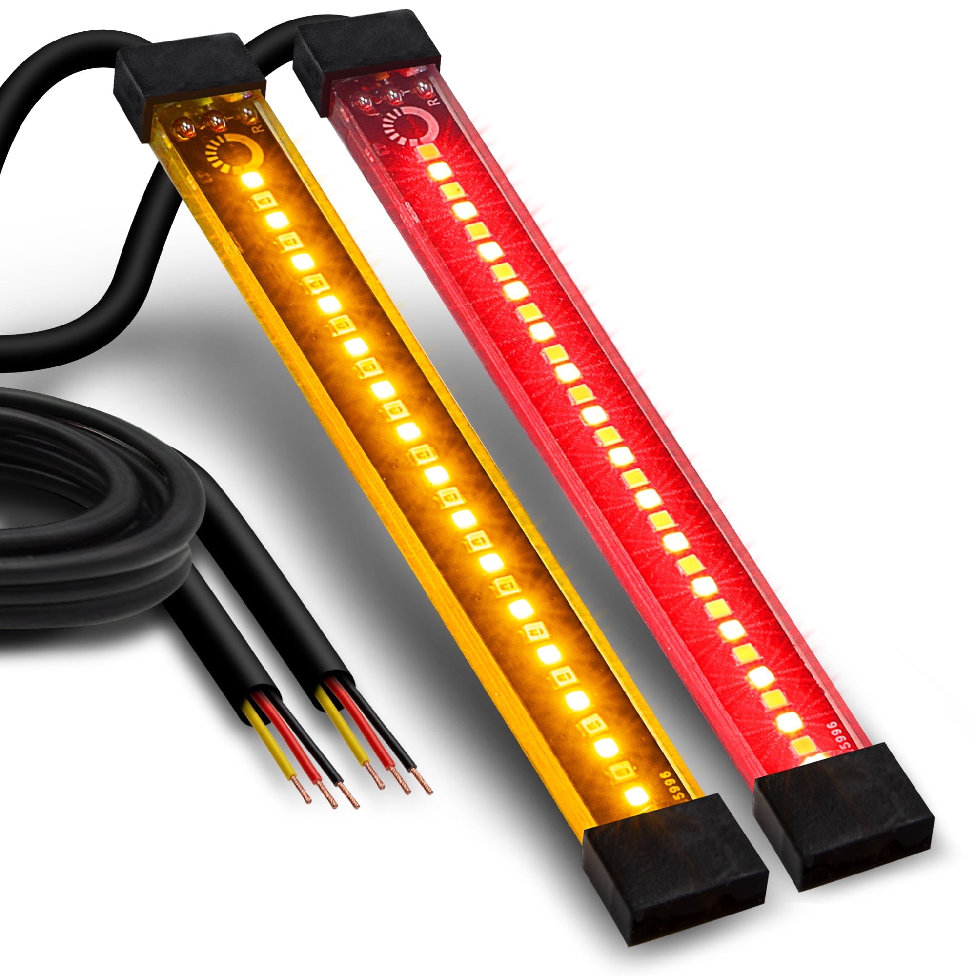 TRUE MODS 2pc 5" Rear LED Motorcycle Red Running Brake & Amber Turn ...
