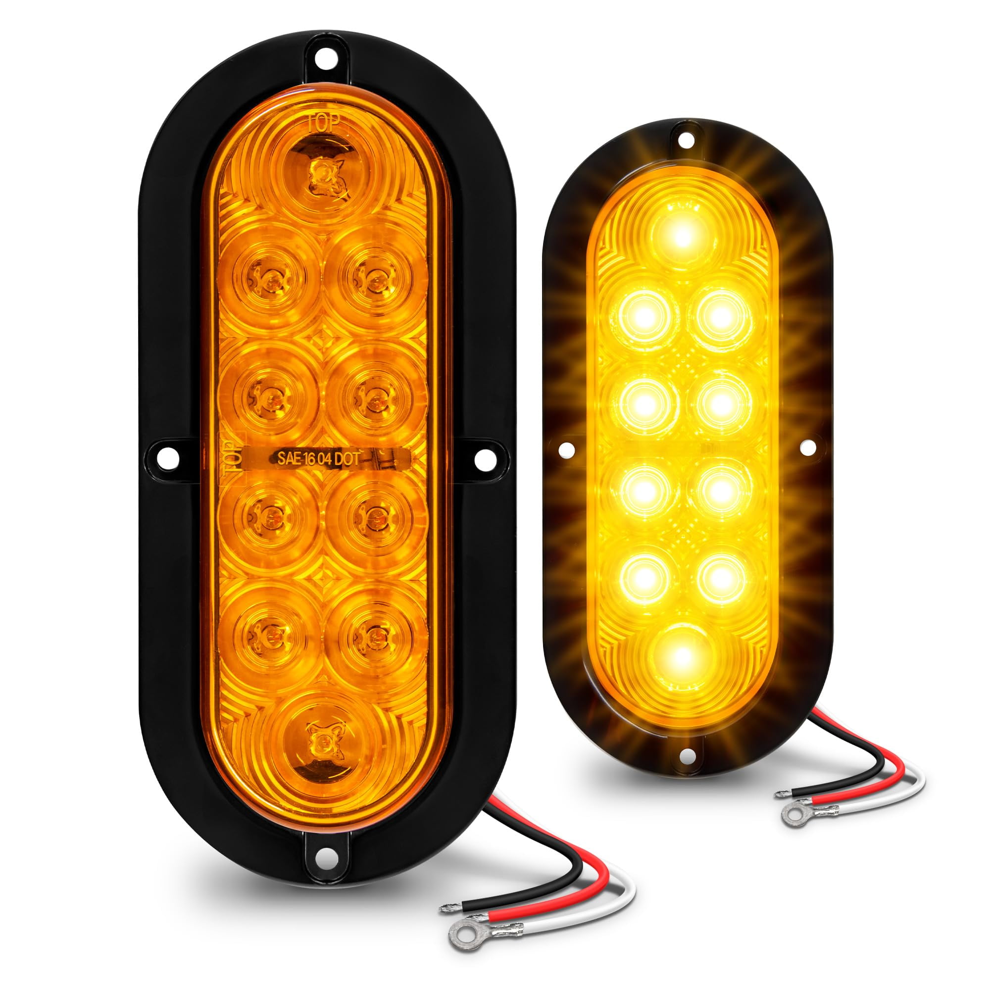 TRUE MODS 2pc AJH3 6 inch Amber Oval LED Trailer Tail Light Kit [DOT FMVSS 108] [SAE I6P ...