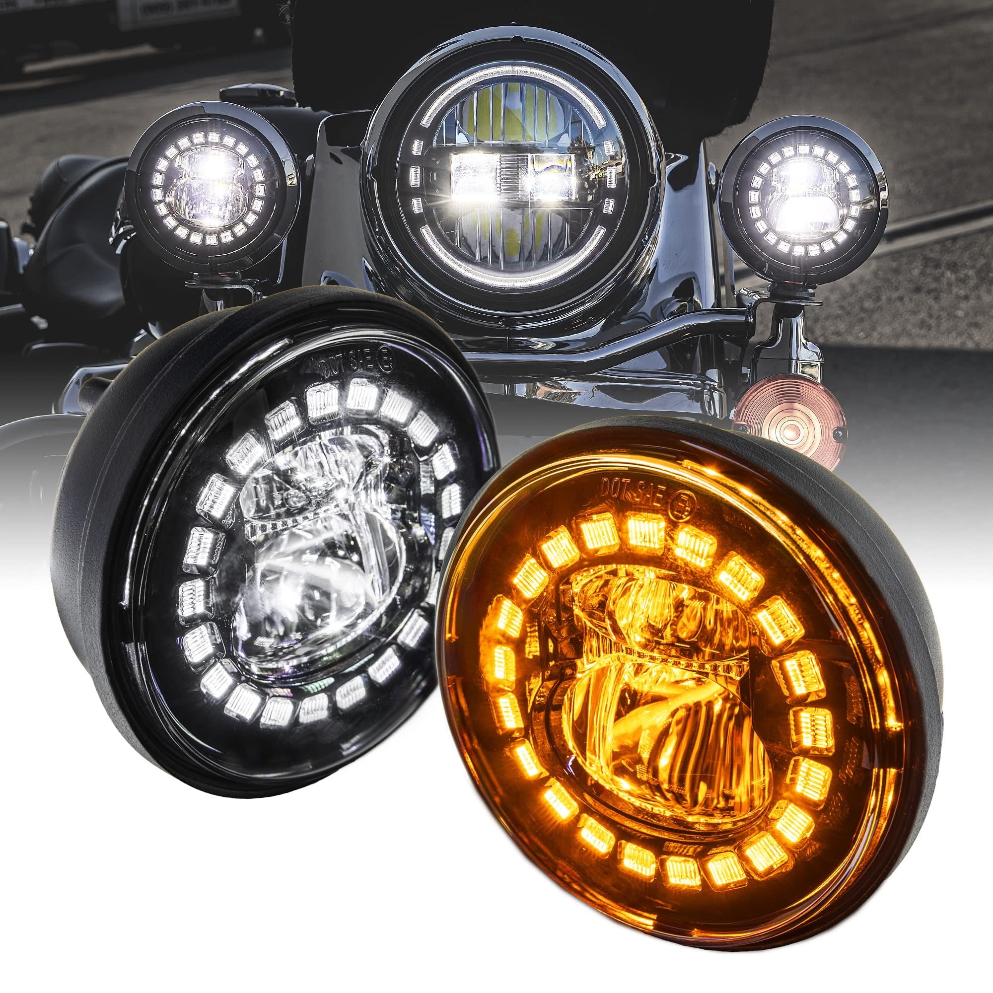 TRUE MODS 2pc Black IFF17 4.5" LED Passing for Harley Davidson ...