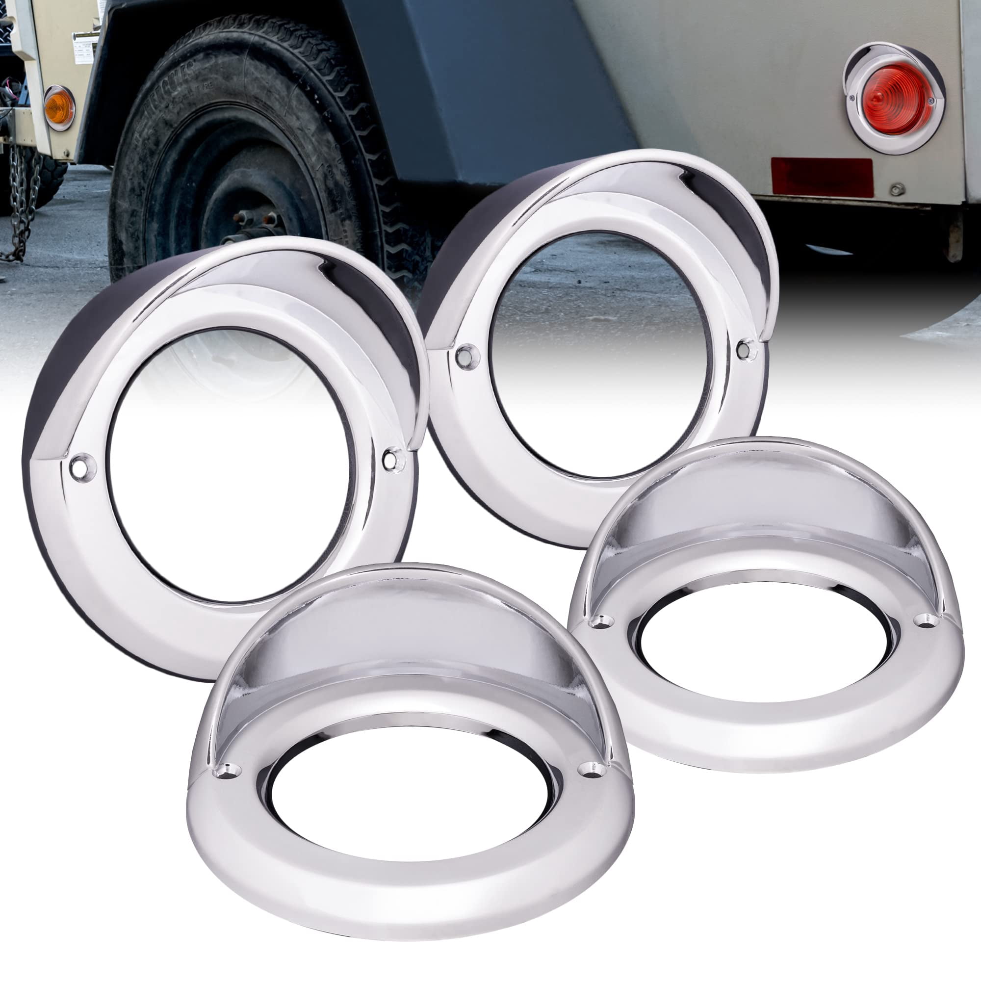 TRUE MODS 4pc 2.5 DHF10 inch Round LED Marker Light Chrome Visor Bezel ...