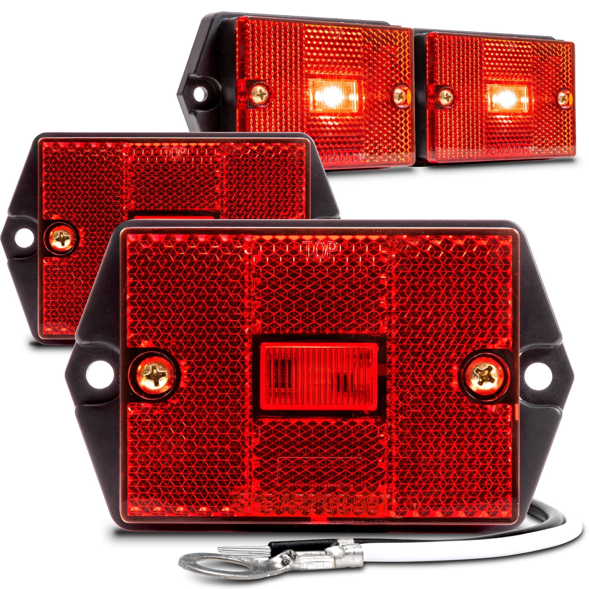 TRUE MODS 4pc 2x3 3x2 Inch Red LED Surface Mount Side Marker Light [DOT ...