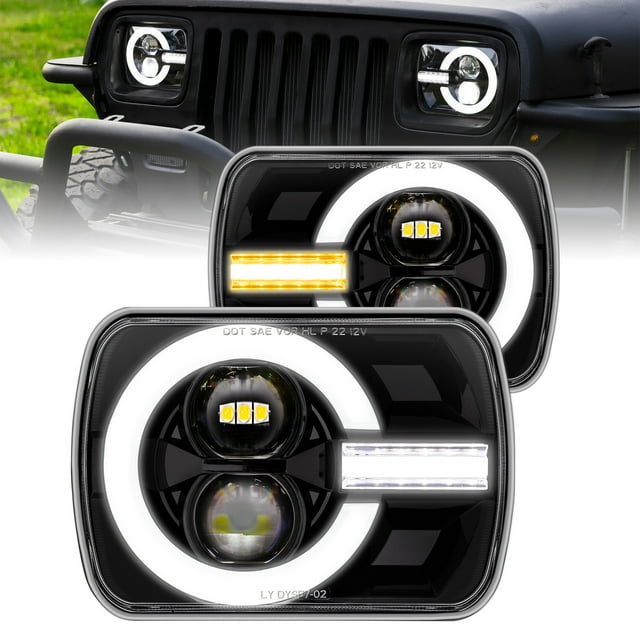 True Mods 5x7 LED Headlights, DOT Approved, for Jeep Wrangler YJ ...