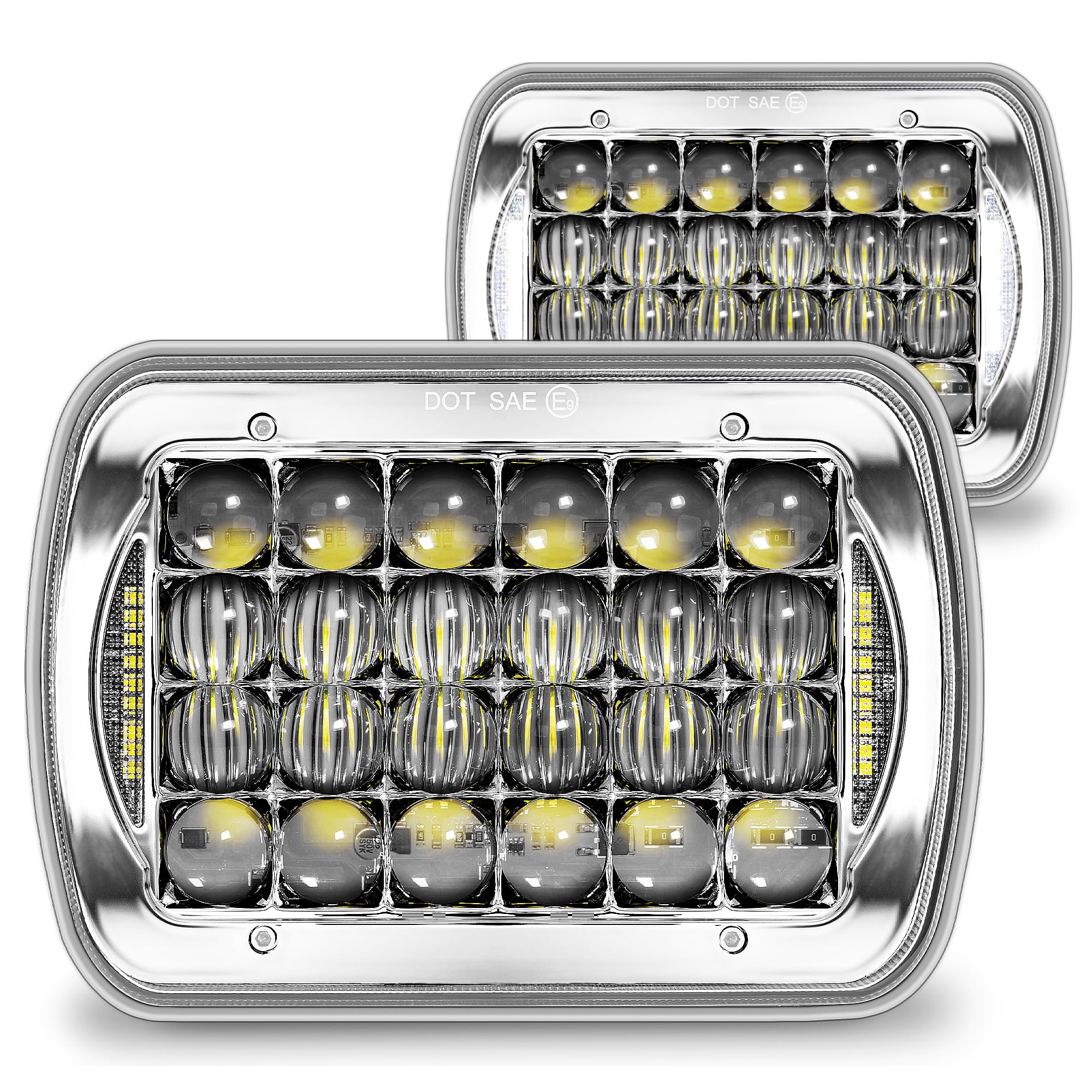 TRUE MODS 7x6 5x7 MMF7 H6054 LED Headlights Square for Jeep Wrangler YJ ...