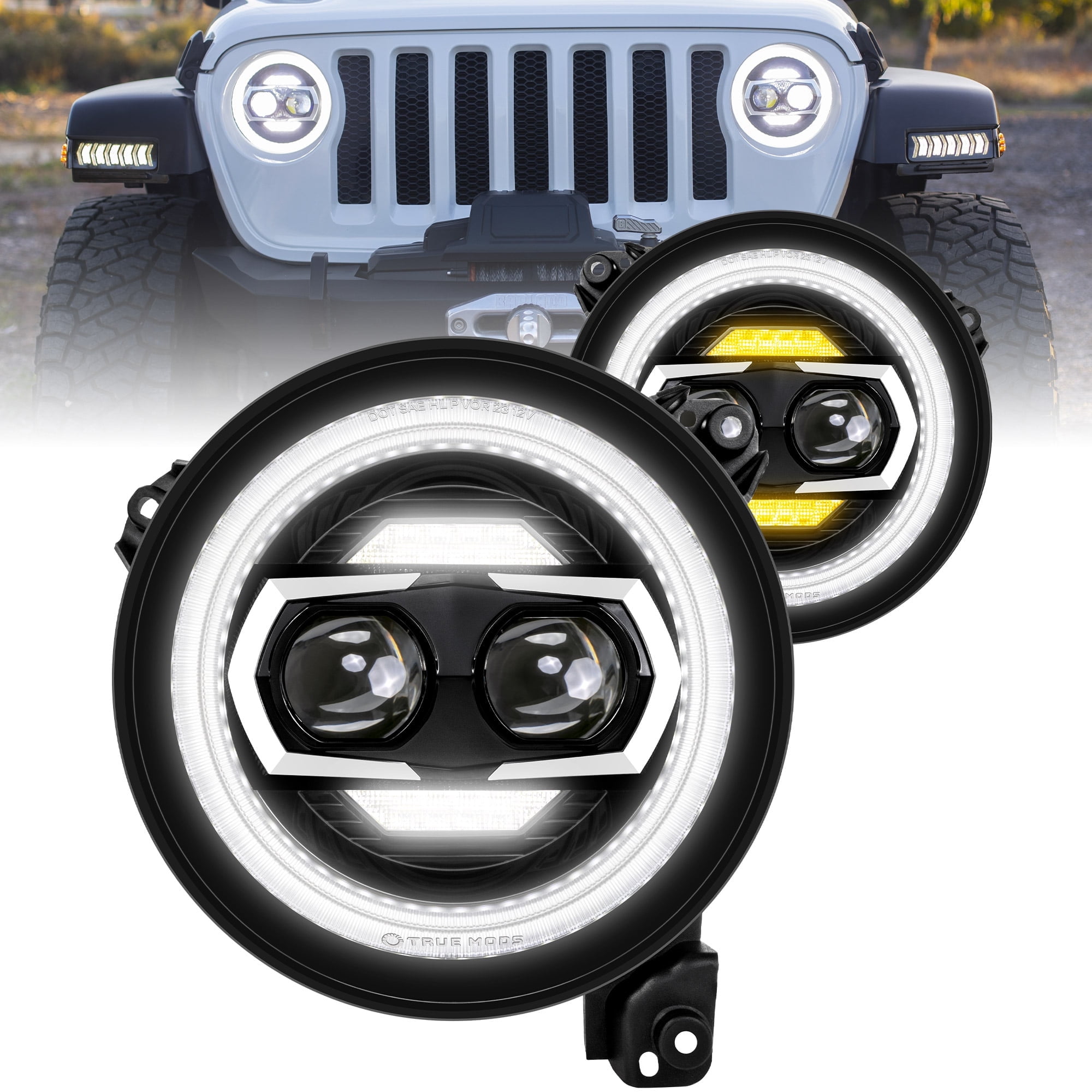 TRUE MODS 9" Round LED Headlights Compatible with Jeep Wrangler JL ...