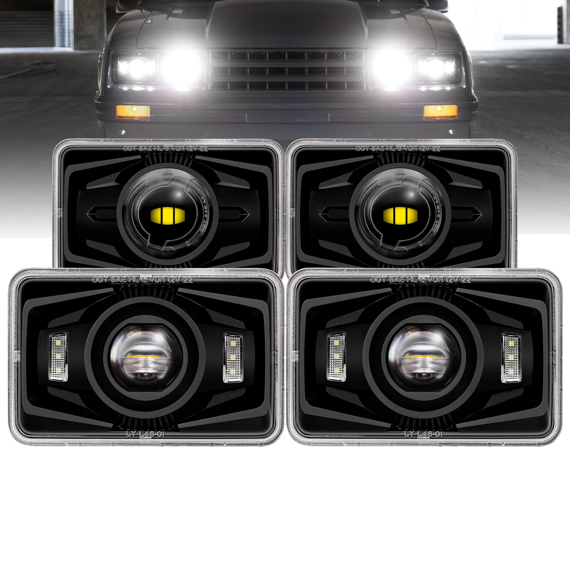 True Mods 4x6 LED Headlights, DOT FMVSS-108 Certified, High Low Beam ...