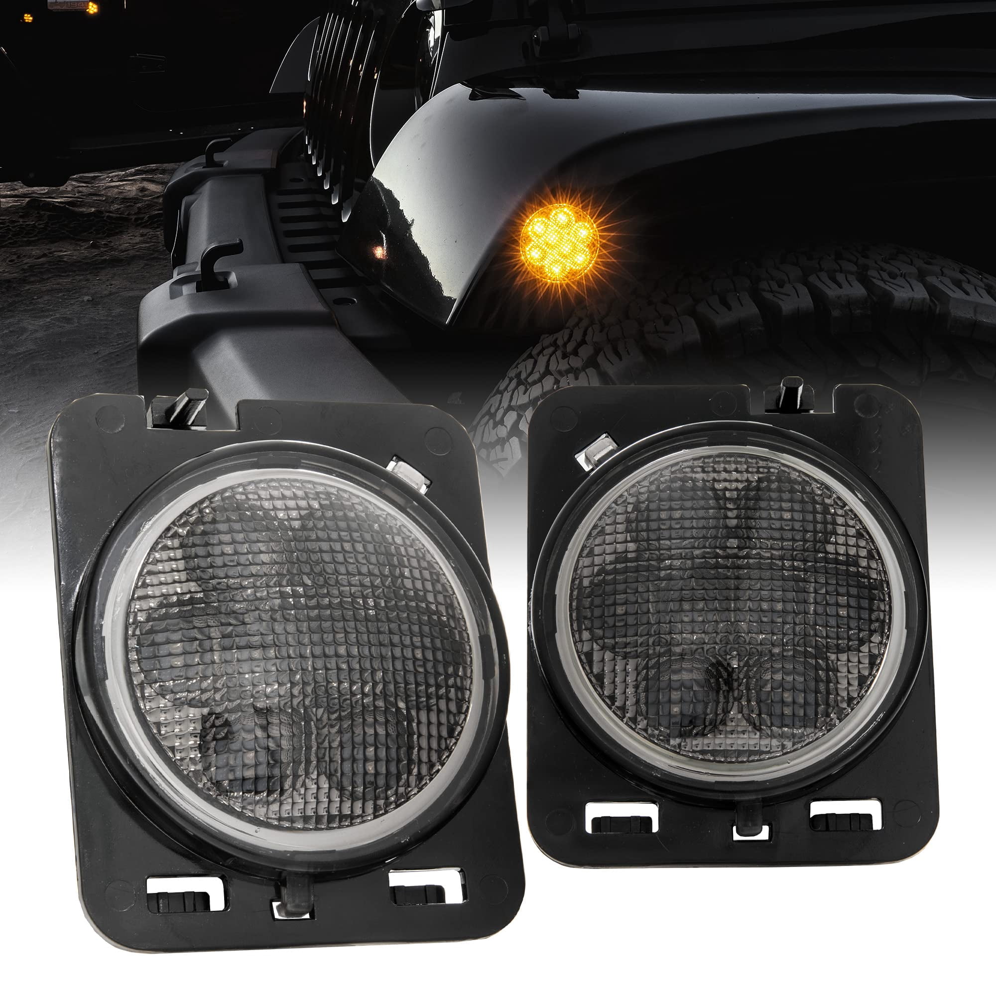 TRUE MODS LED Side RRF12 Marker Lights Replacement for Jeep [Smoked ...