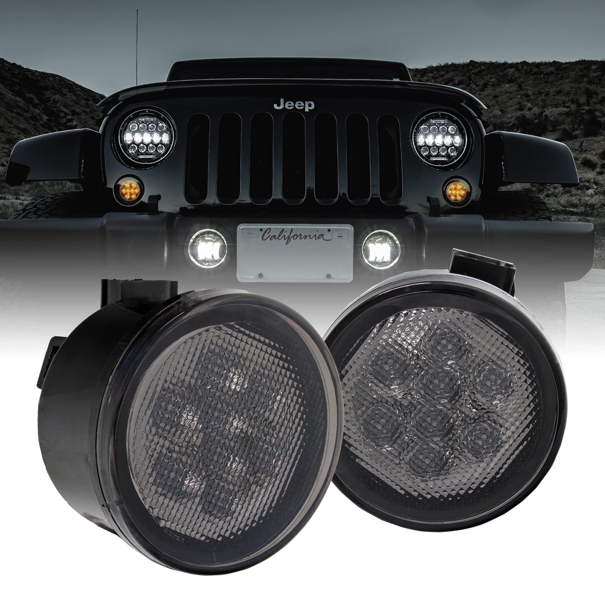 TRUE MODS LED Turn Signal Lights BSL1 Replacement for Jeep [Smoked Lens ...