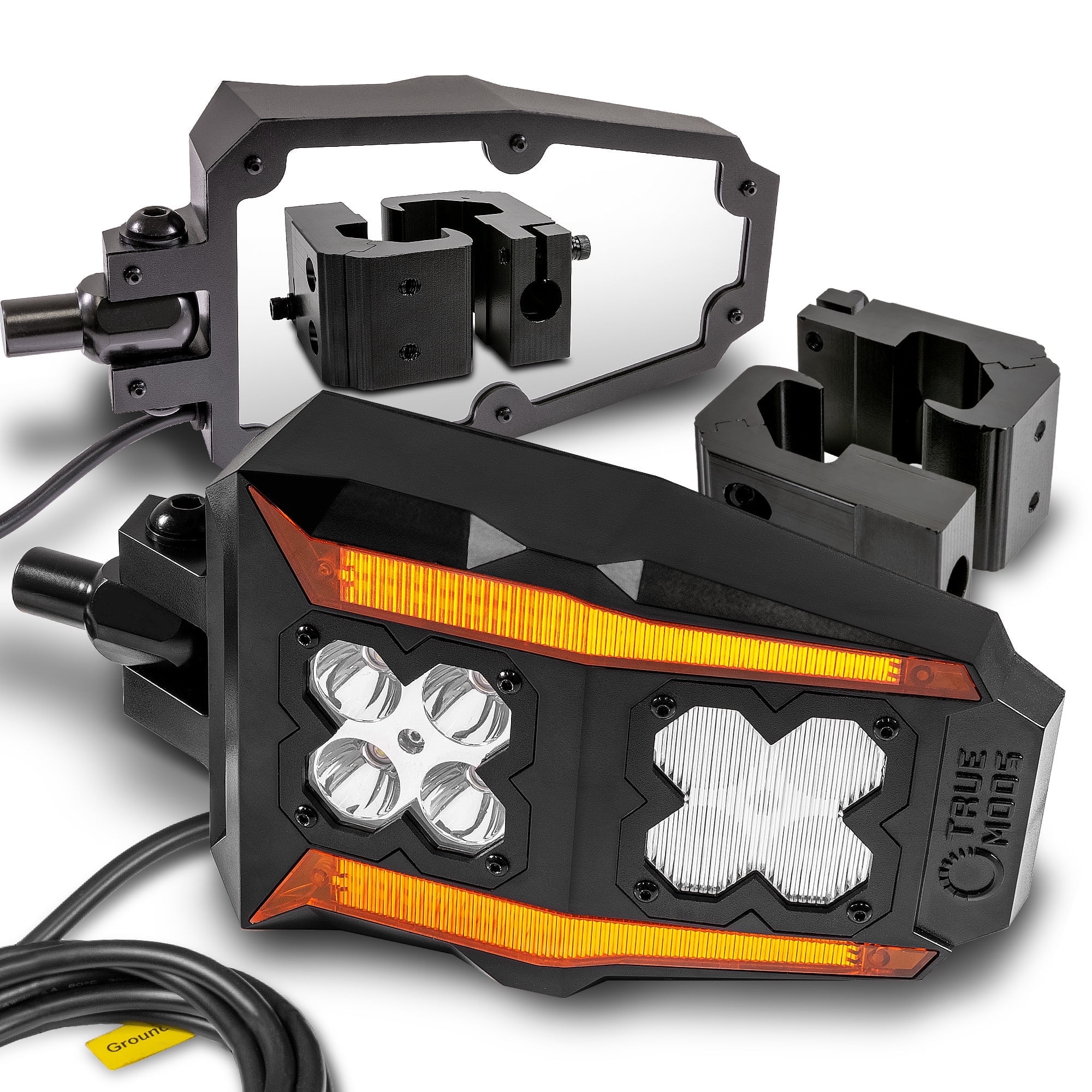 TRUE MODS UTV Side Rear View Mirrors Kit with [Amber Turn Signals ...