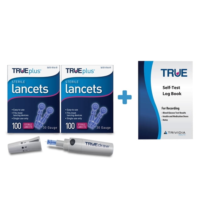 TRUEdraw® Glucose Test Kit with Lancing Device, 200 TRUEplus® 30g ...