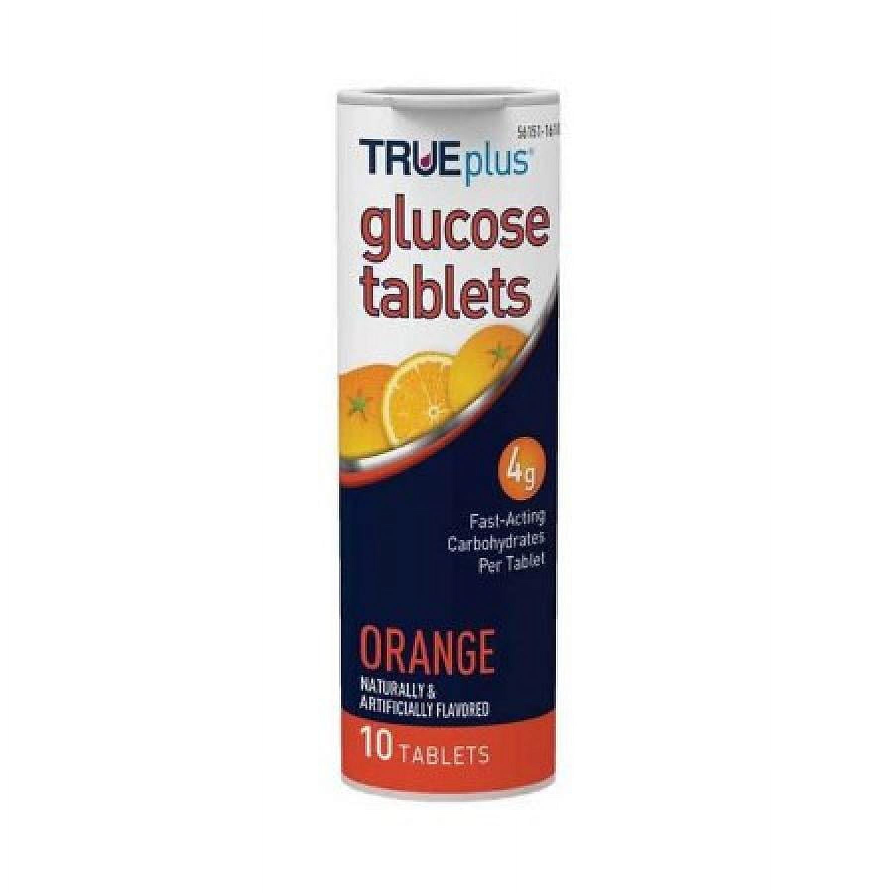 TRUEplus Glucose Tablets, Chewable, Orange Flavor, 4 gram Strength, 10 ...