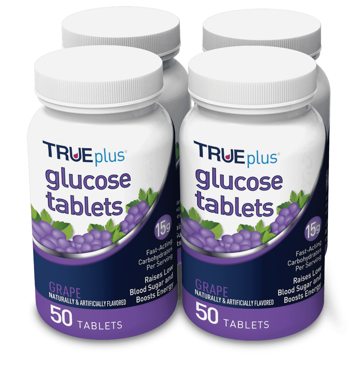 TRUEplus® Glucose Tablets, Grape Flavor - 50ct Bottle (4 Bottles ...