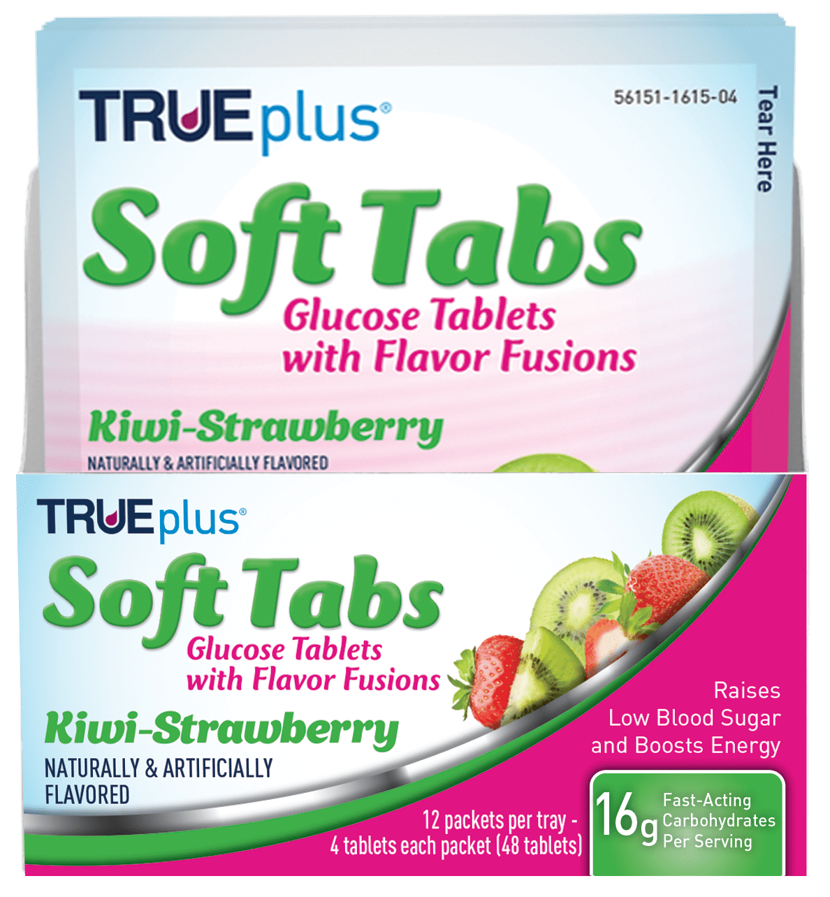 TRUEplus® Soft Tabs Glucose Tablets – 12 Packs – 48 tabs (Kiwi ...