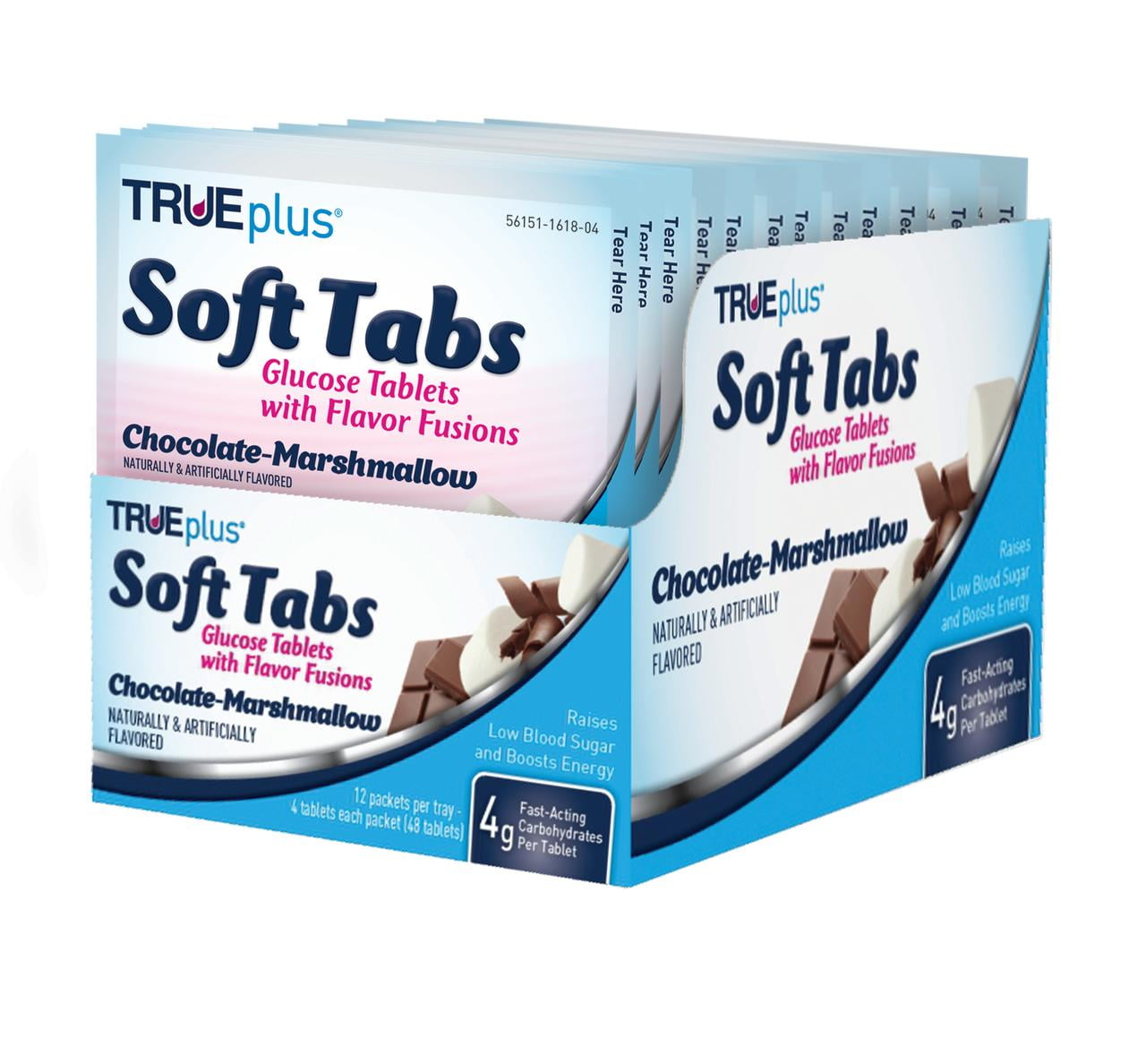 TRUEplus® Soft Tabs Glucose Tablets – 12 Packs (Chocolate Marshmallow ...