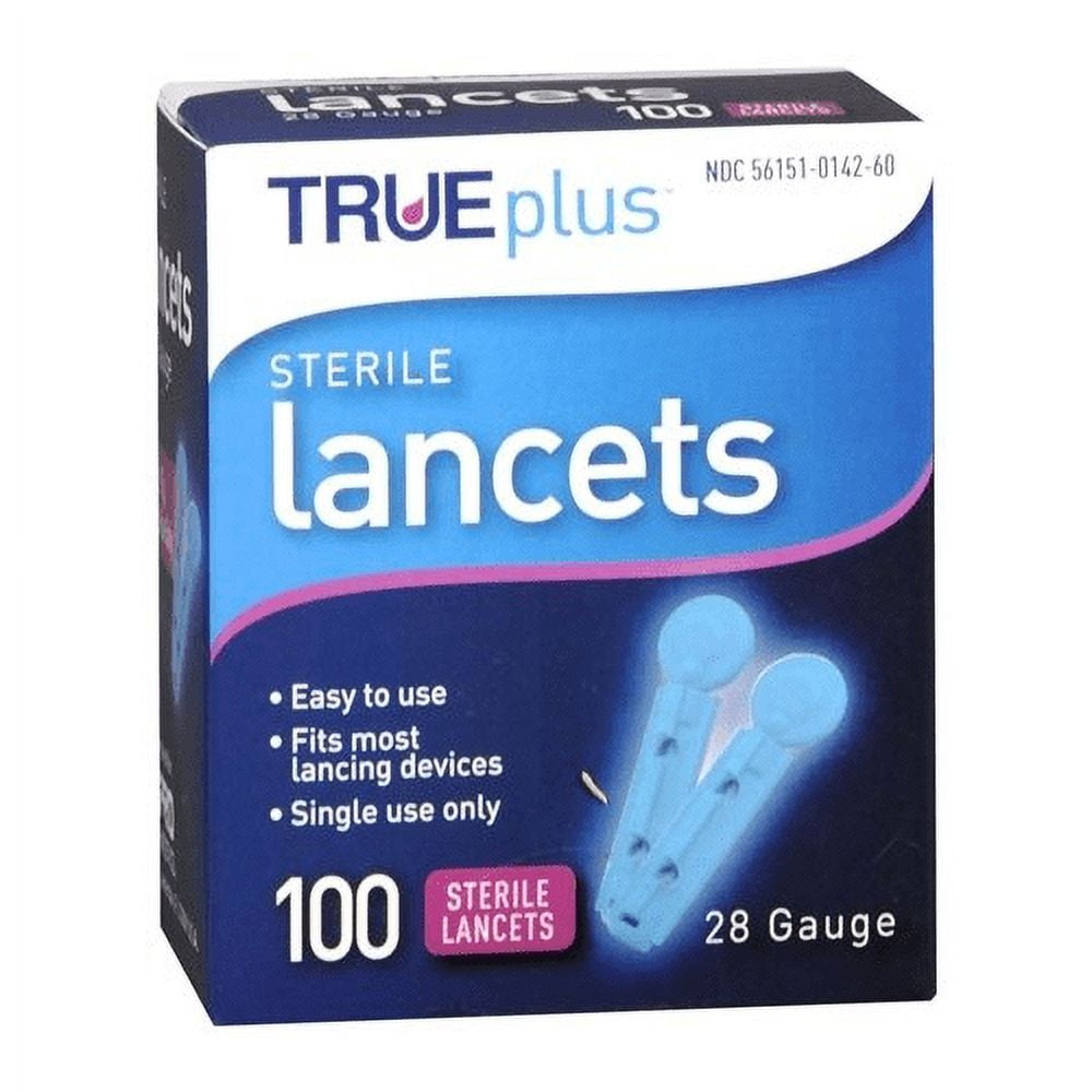 TRUEplus Sterile Lancets 28 Gauge, 100 Count Per Box 5 Boxes HSA/FSA ...