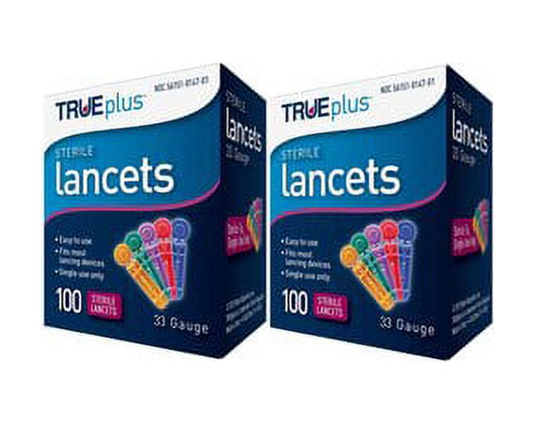 TRUEplus Universal Twist Top 33 Gauge Lancets 2 x 100pack - 200 ...
