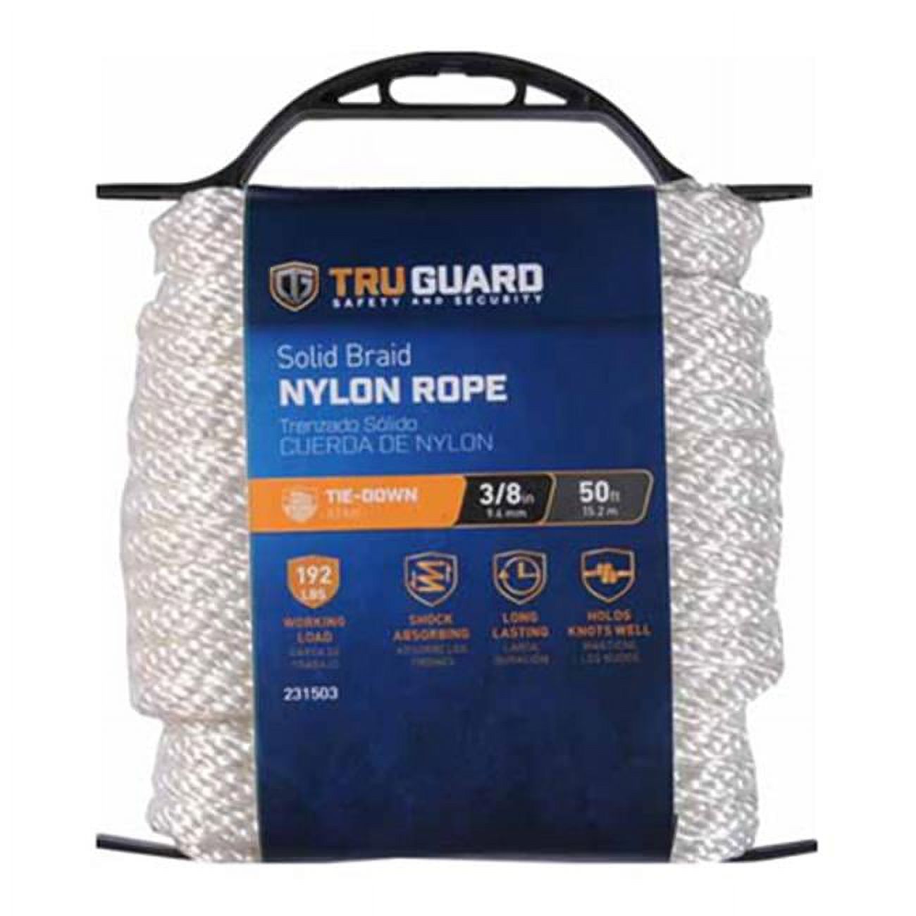 TRUGUARD Nylon Rope, Smooth Braided, White, 3/8-In. x 50-Ft. - Walmart.com