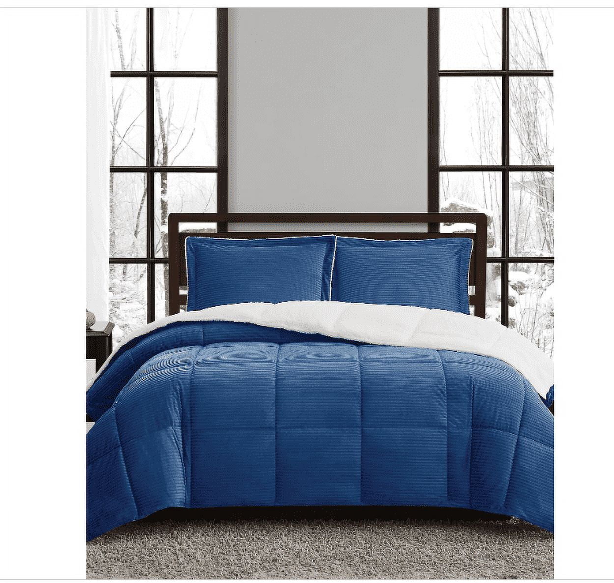 TRULY SOFT Corduroy Comforter Set 3Pc. King - Federal Blue/White ...