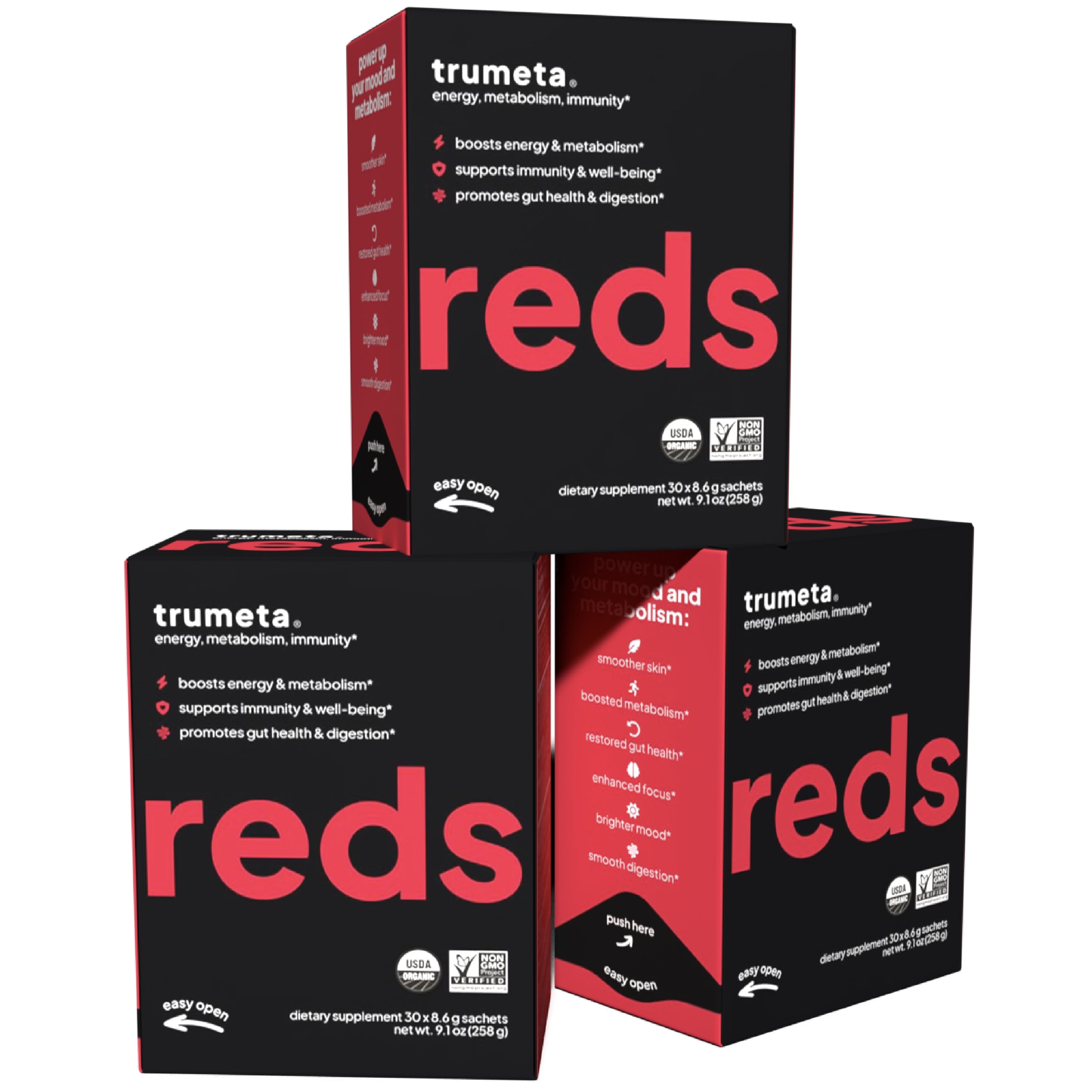 TRUMETA Super Reds Organic Powder - 90 Servings, Immune Support, Energy ...