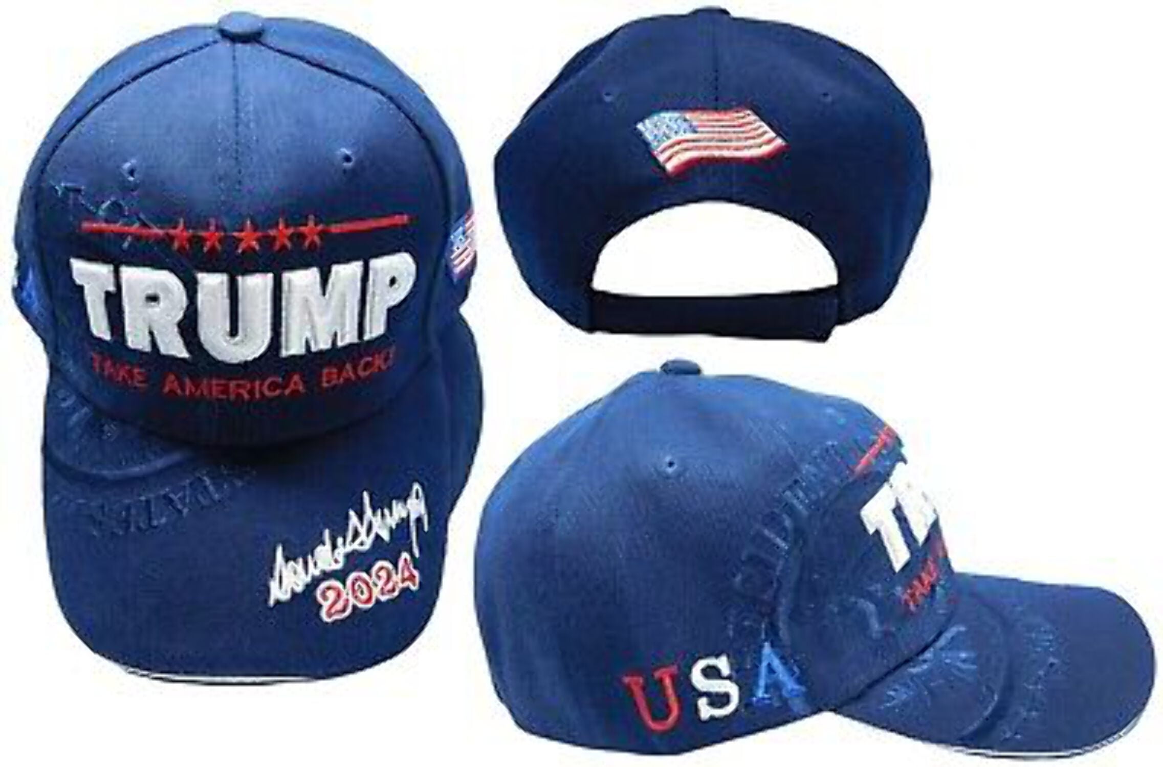 TRUMP 2024 HAT Take America Back Embroidered Donald Trump Blue Cap ...