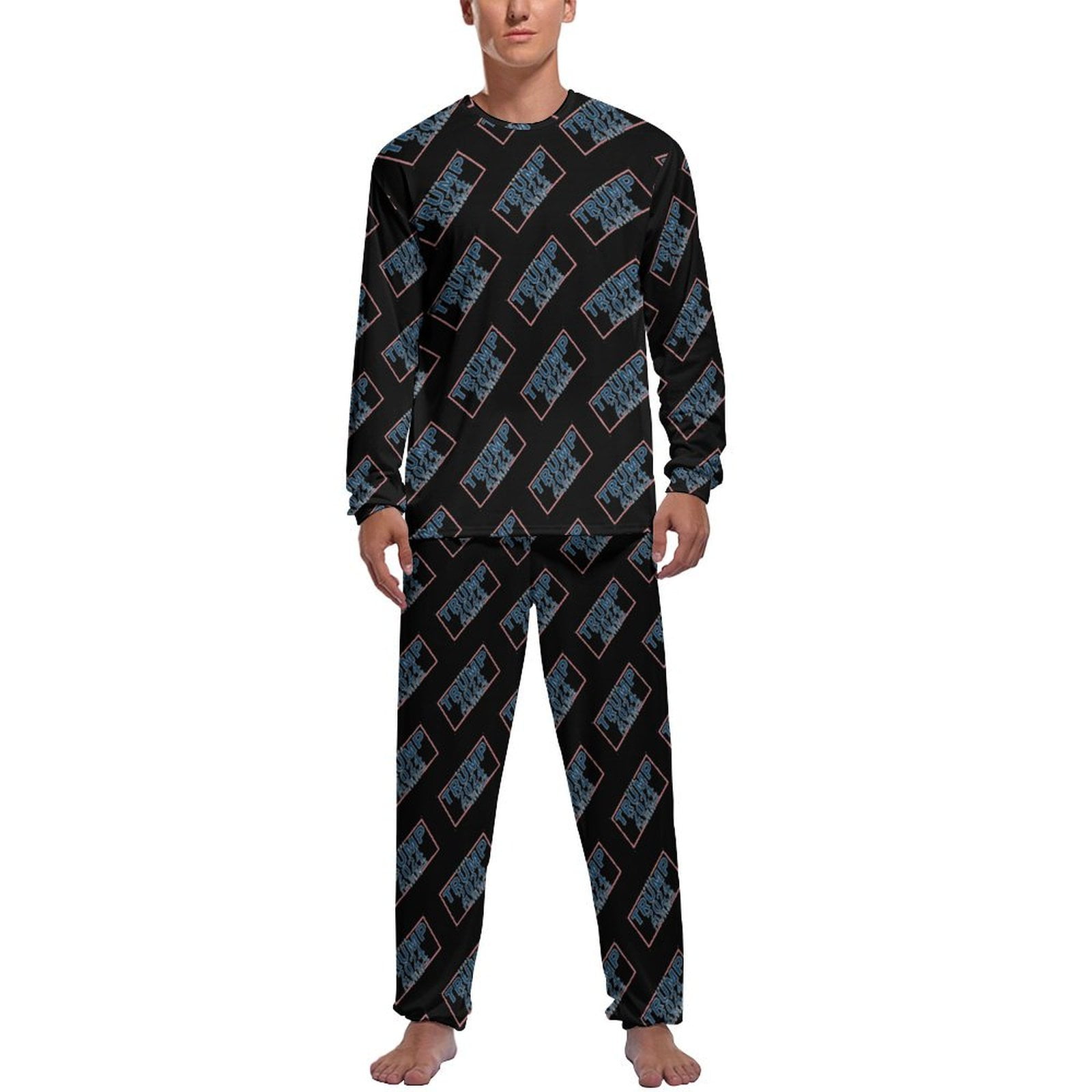 TRUMP 2024 I'll Be Back Mens Pajamas Set 2 Piece Sleepwear Long Sleeve ...