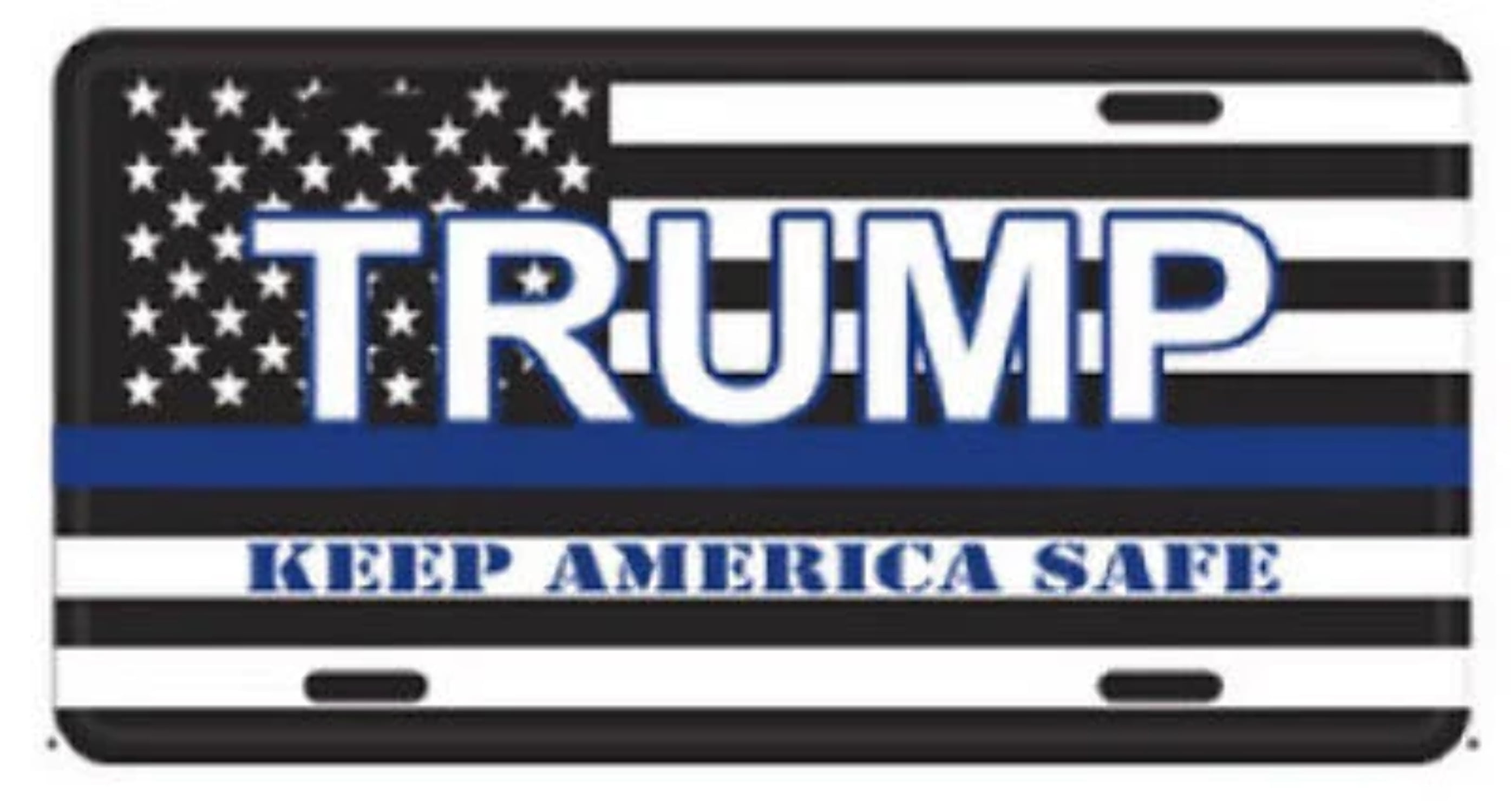 TRUMP 2024 KEEP AMERICA SAFE USA THIN BLUE LINE Aluminum Embossed ...