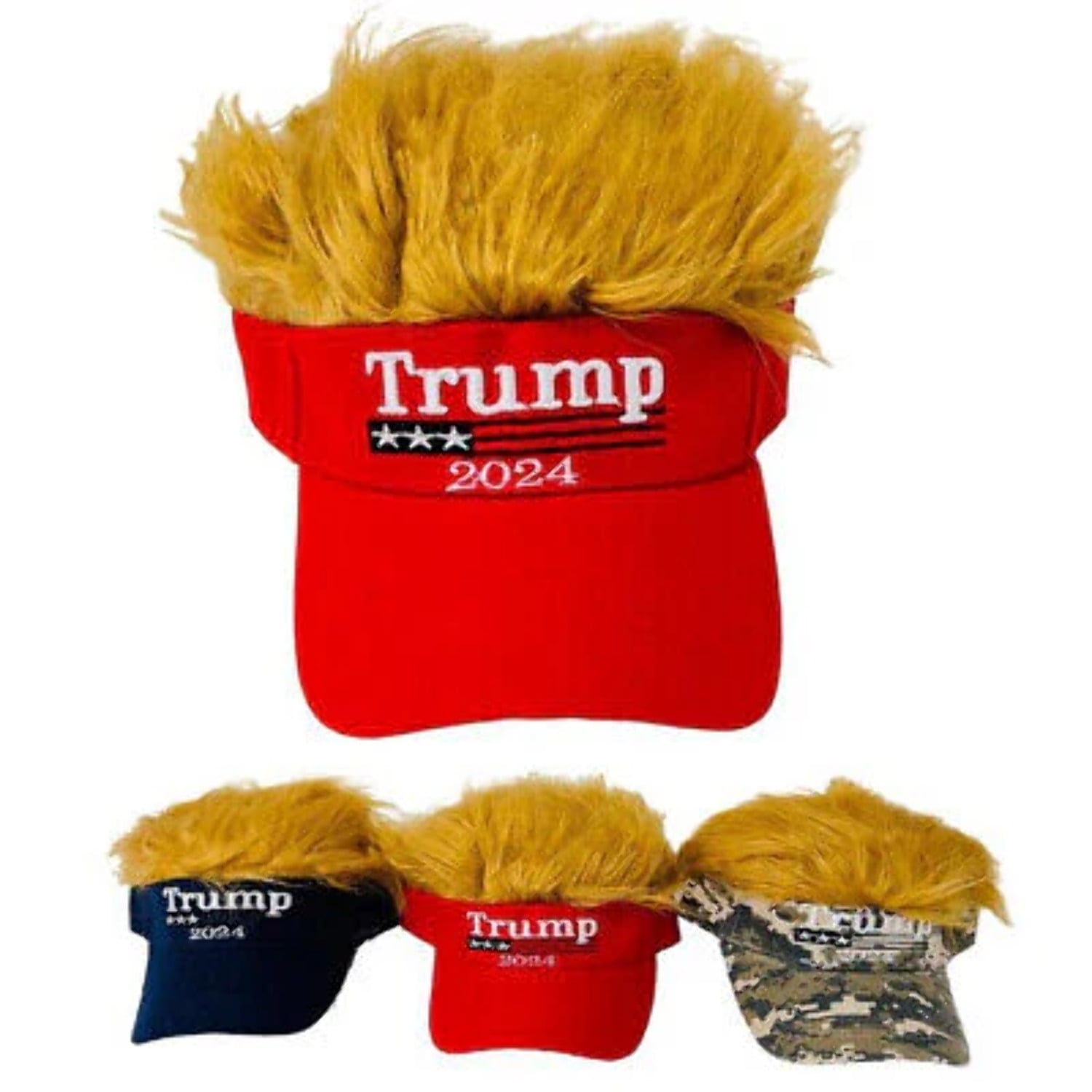 TRUMP 2024 TRUMP HAIR MAGA EMBROIDERED VISOR HAT CAP (RED) - Walmart.com