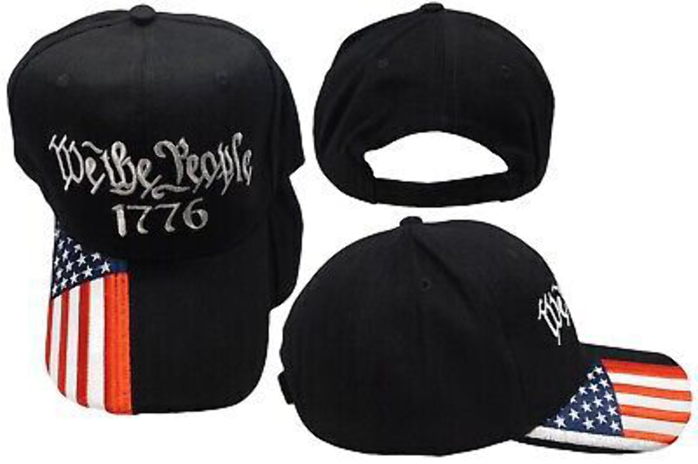 TRUMP 2024 We The People 1776 Black RWB USA Flag On Bill Cap Hat ...