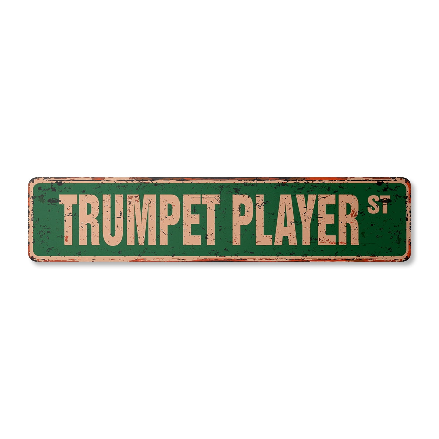 TRUMPET PLAYER Vintage Plastic Street Sign marching bands new music ...
