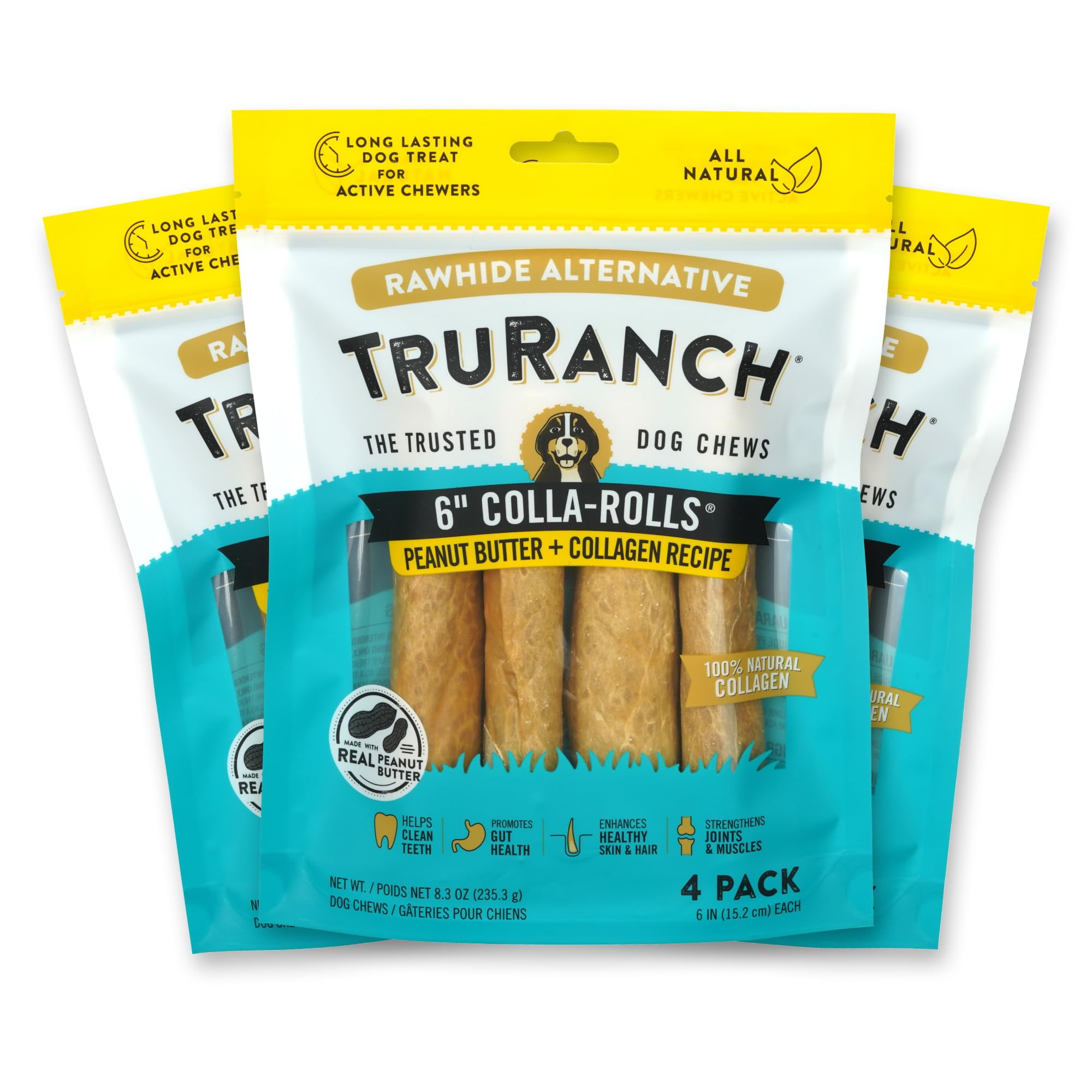 TRURANCH Collagen Rolls - DHF10 6" Collagen Rolls for Dogs - Lasting ...