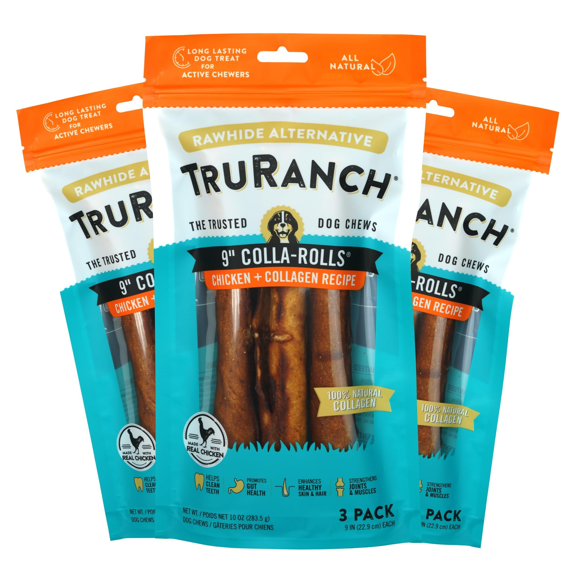 TRURANCH Collagen Rolls - DMF15 9" Collagen Rolls for Dogs - Long ...