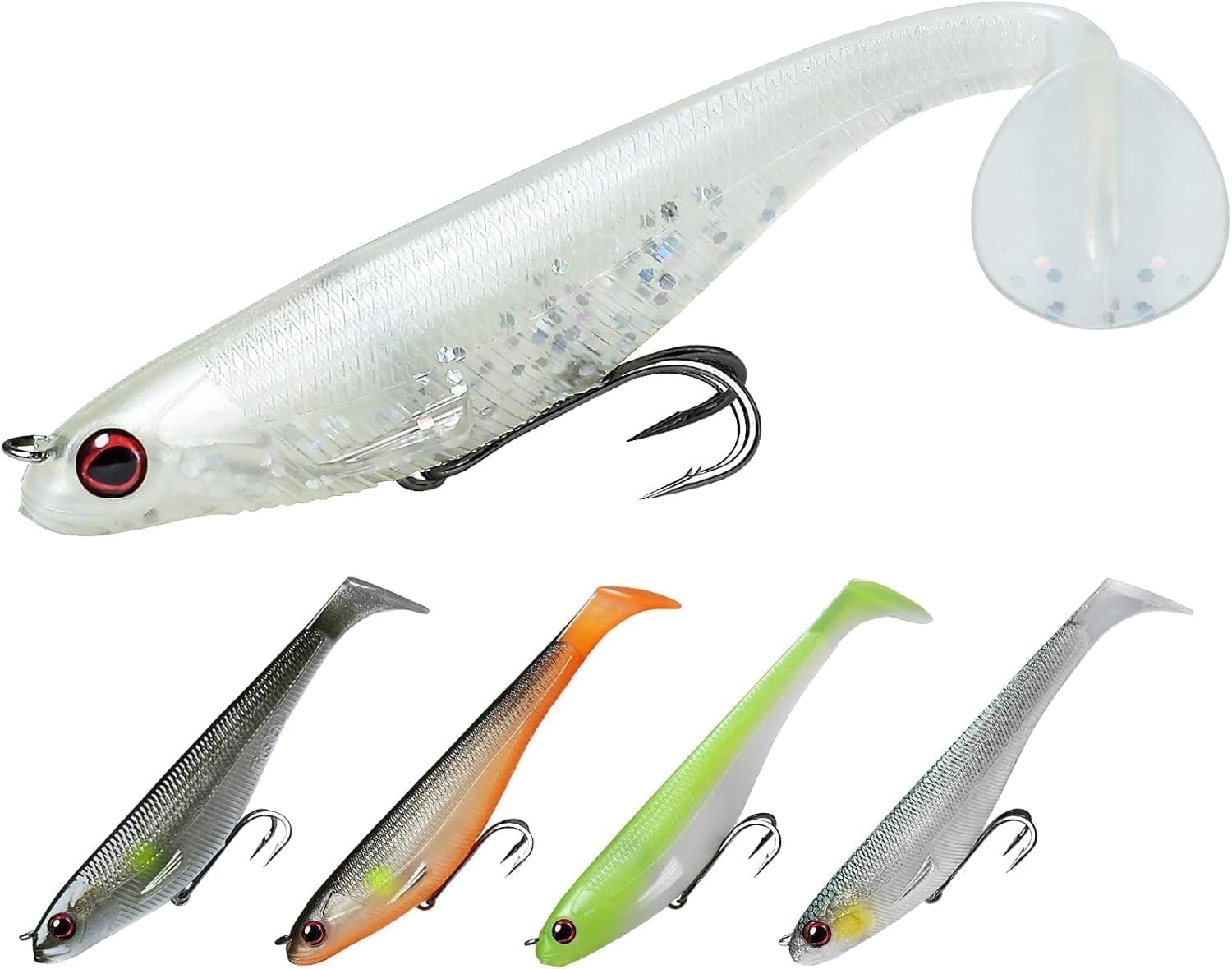 TRUSCEND 5 Packs Power Bass Fishing Lures, Soft Swimbait Paddle Tail ...
