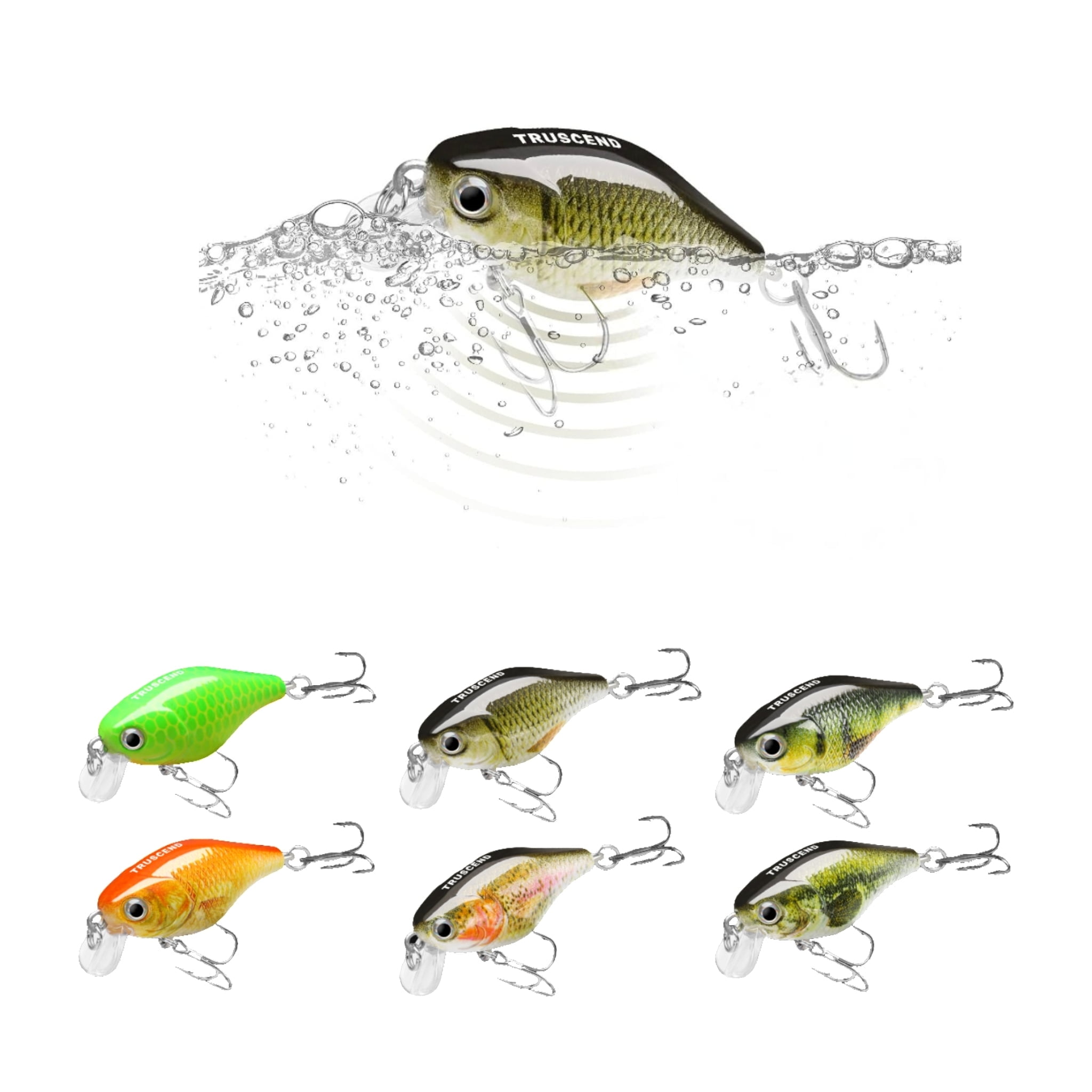 TRUSCEND 6Pcs Squarebill Crankbaits Lures for Bass Fishing, Topwater ...