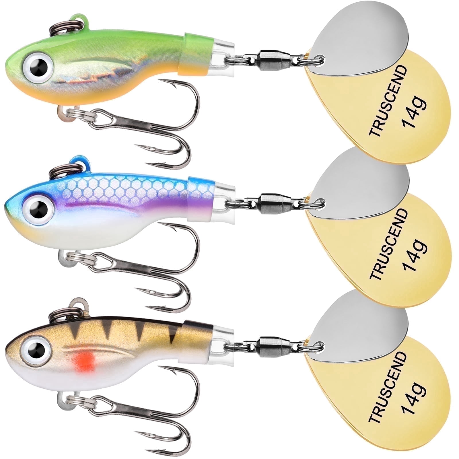 Truscend Fishing Lures - Vibrating Flashing Spinner Baits with Treble ...