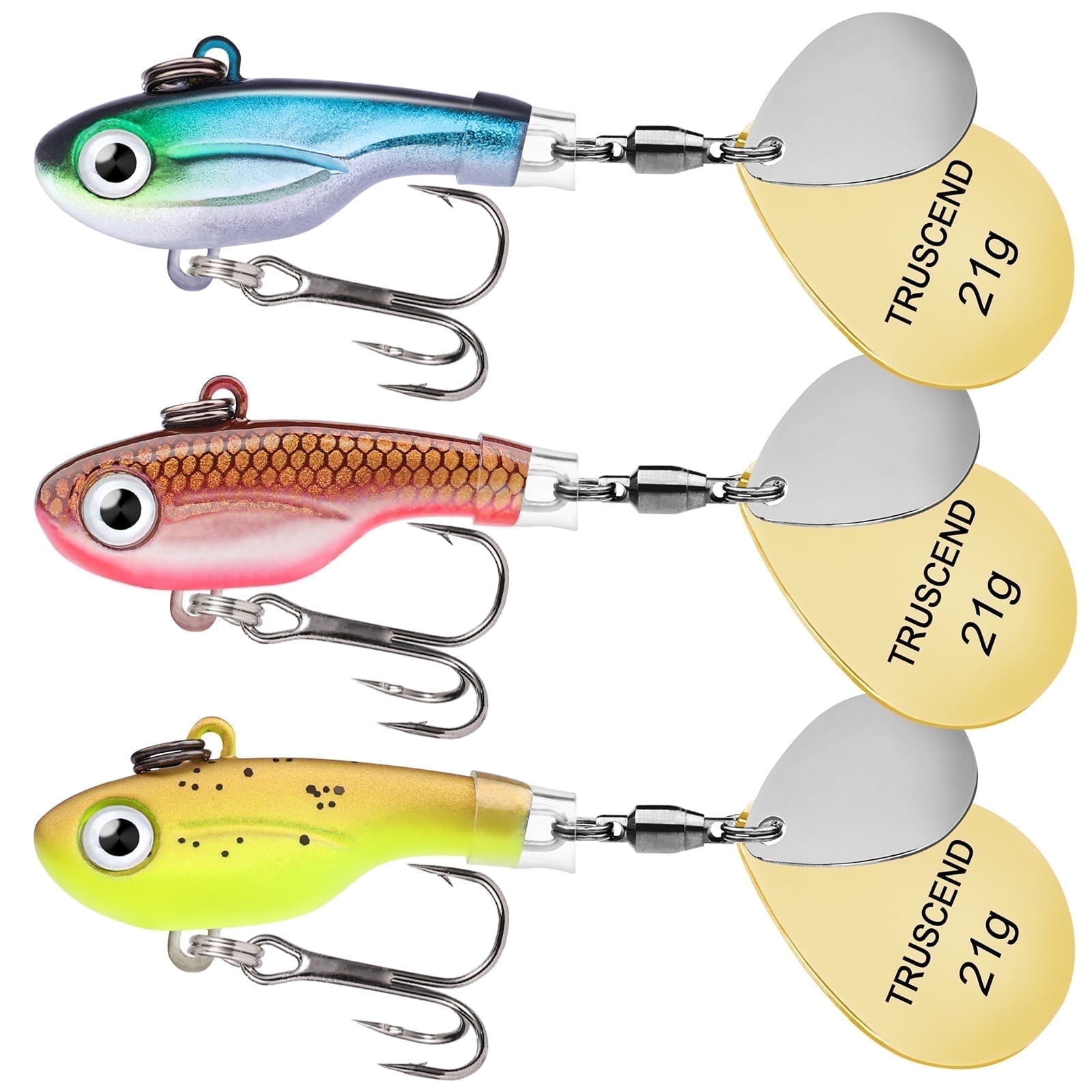 TRUSCEND Tail Spinnerbait Fishing Lures, Bass Jigs Fishing Spoons with Rotating Swimbaits for ...