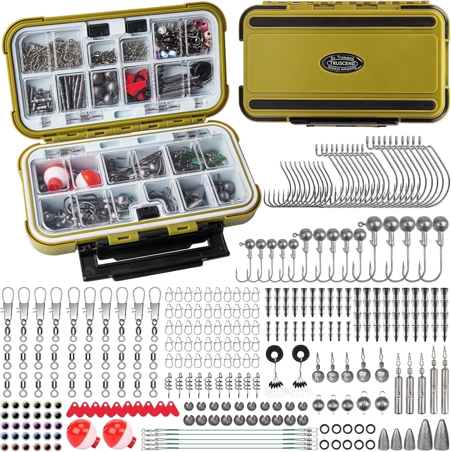 Truscend Fishing Lures & Tackle Kit, 240 pcs, Saltwater & Freshwater ...