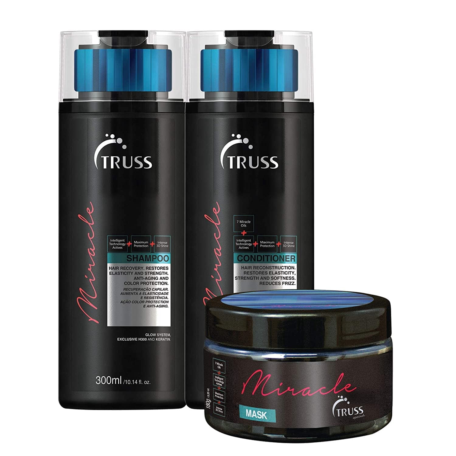 TRUSS Miracle Shampoo and Conditioner Set Bundle with Hair Mask ...