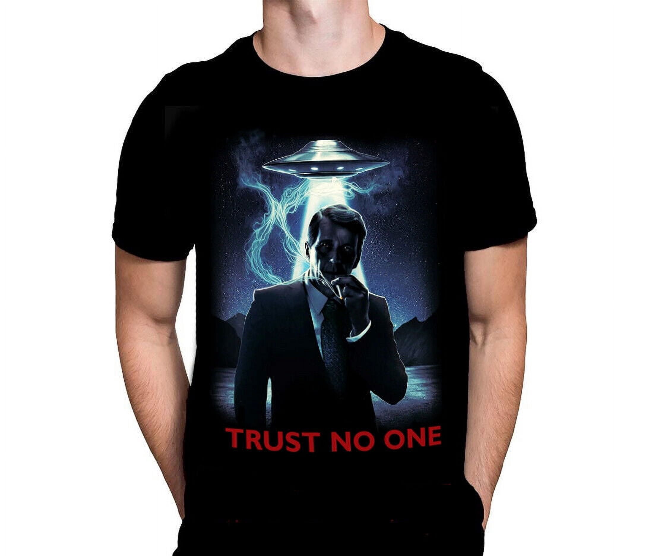 TRUST NO ONE - Black T-Shirt - Sizes s - 5XL - Retro 80's TV / Sci-Fi ...