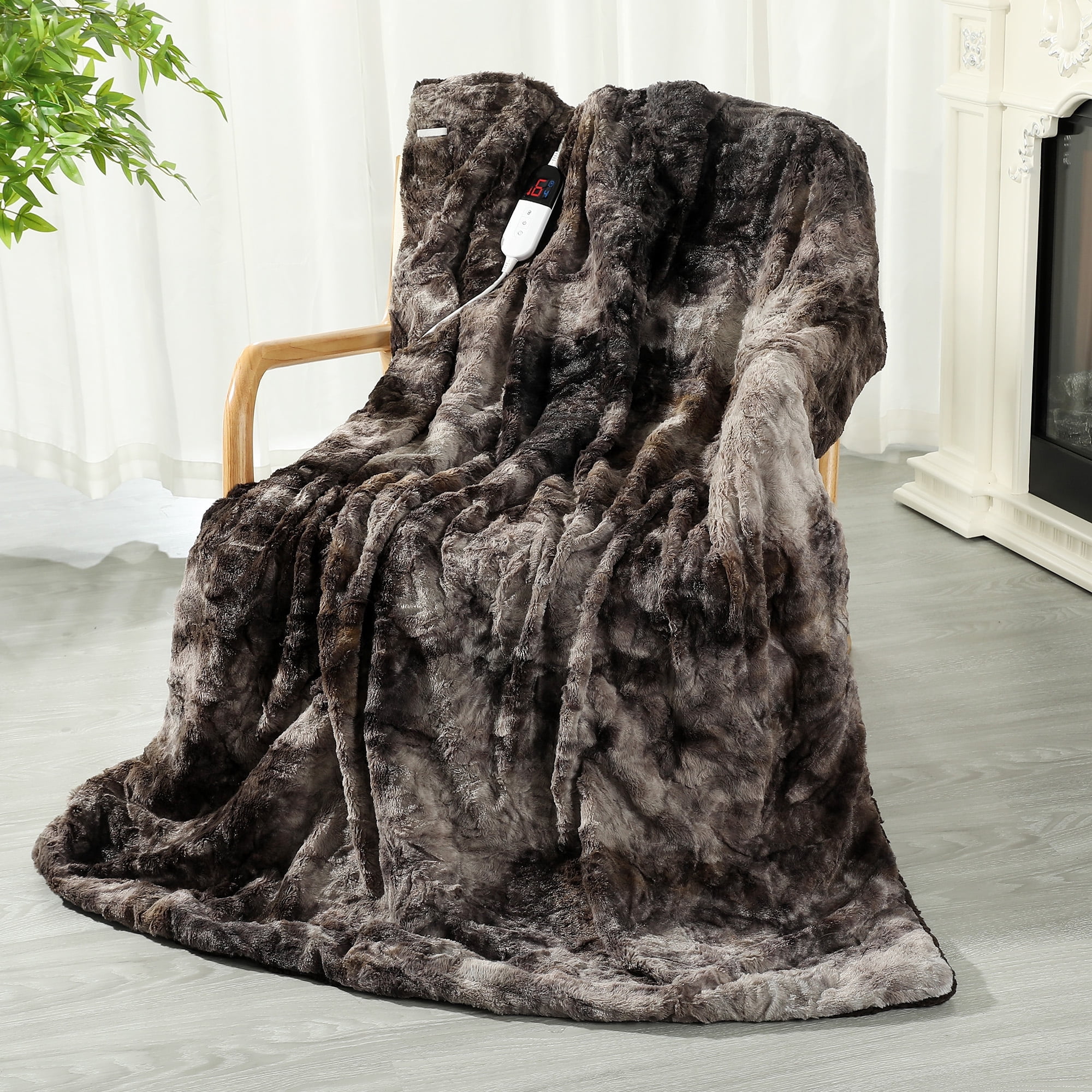 TRUSTWARMTH Electric Heated Blanket Twin Size- Faux Fur Sherpa 62"x84 ...