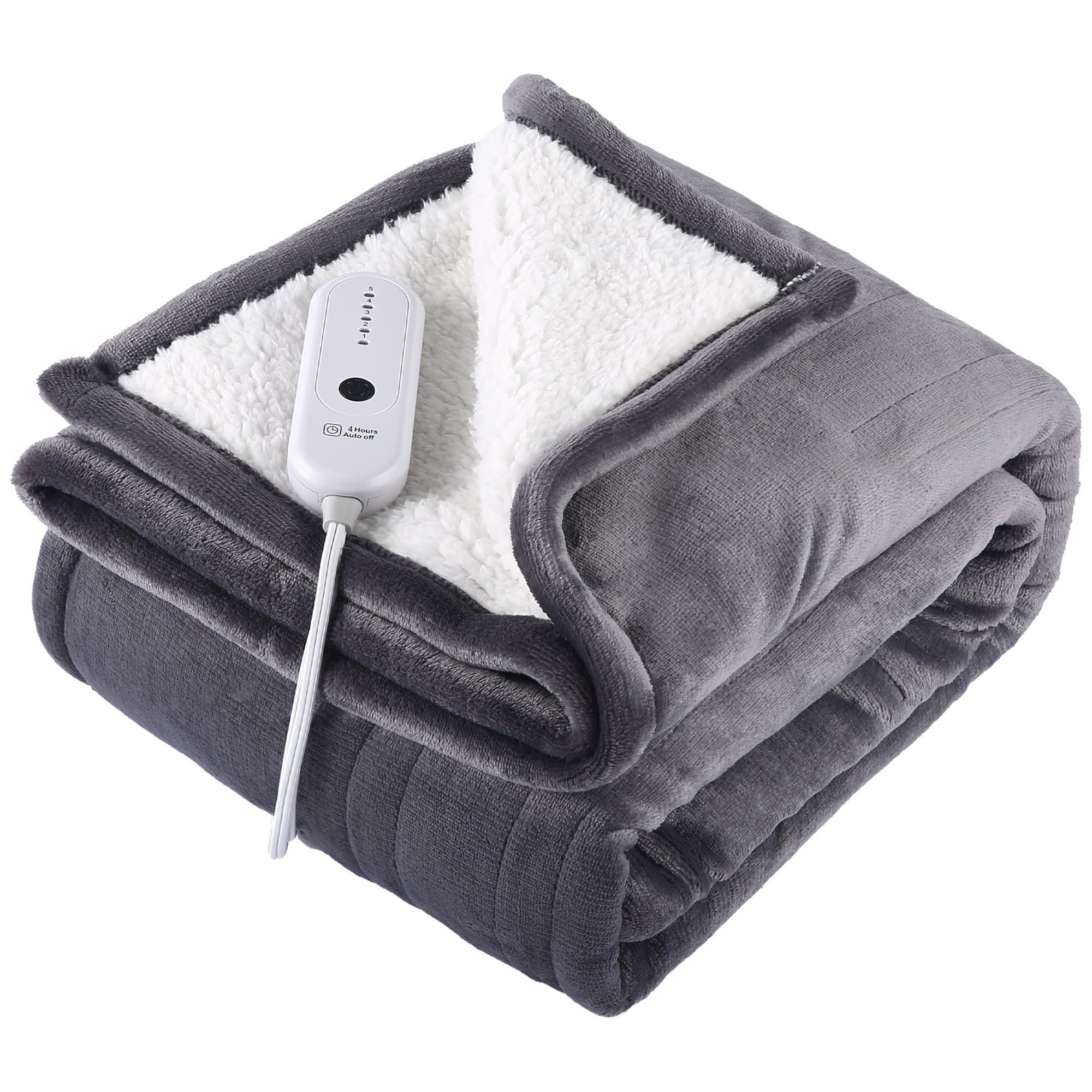 TRUSTWARMTH Electric Throw 50" x 60" with 5 Heating Levels and 4 Hours ...
