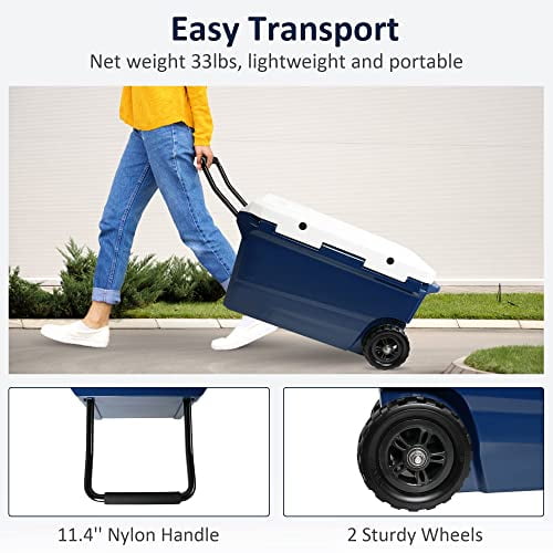 TRY & DO 50QT Cooler Portable Ice Chest with Wheels and Handle, Ice ...