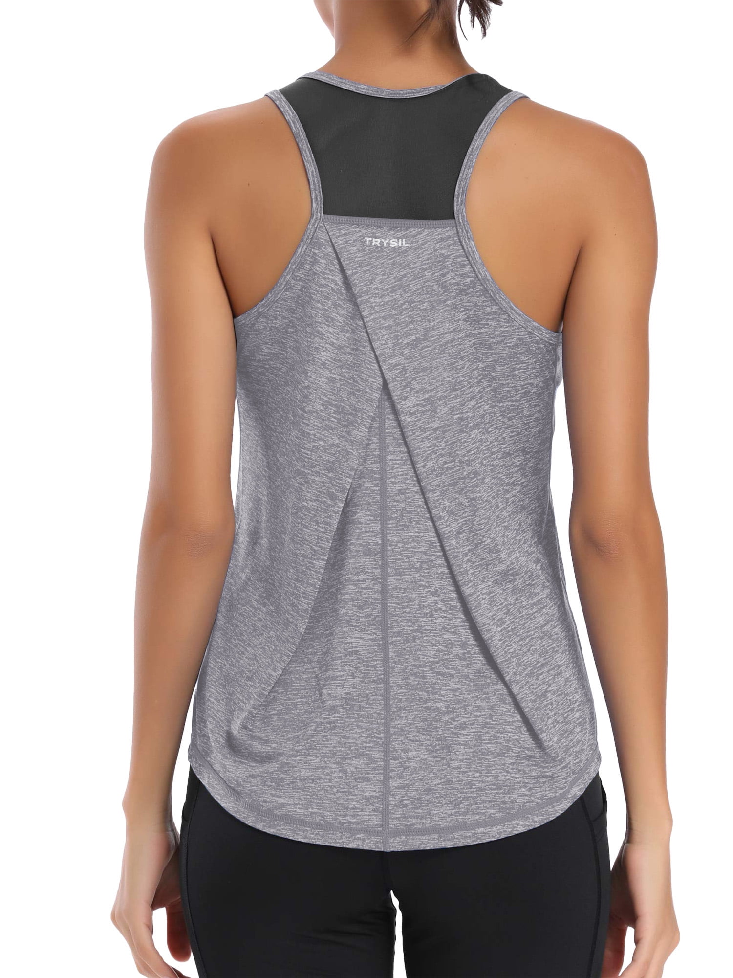TRYSIL Womens Workout Tank Tops Racerback Mesh Sleeveless Athletic Yoga ...