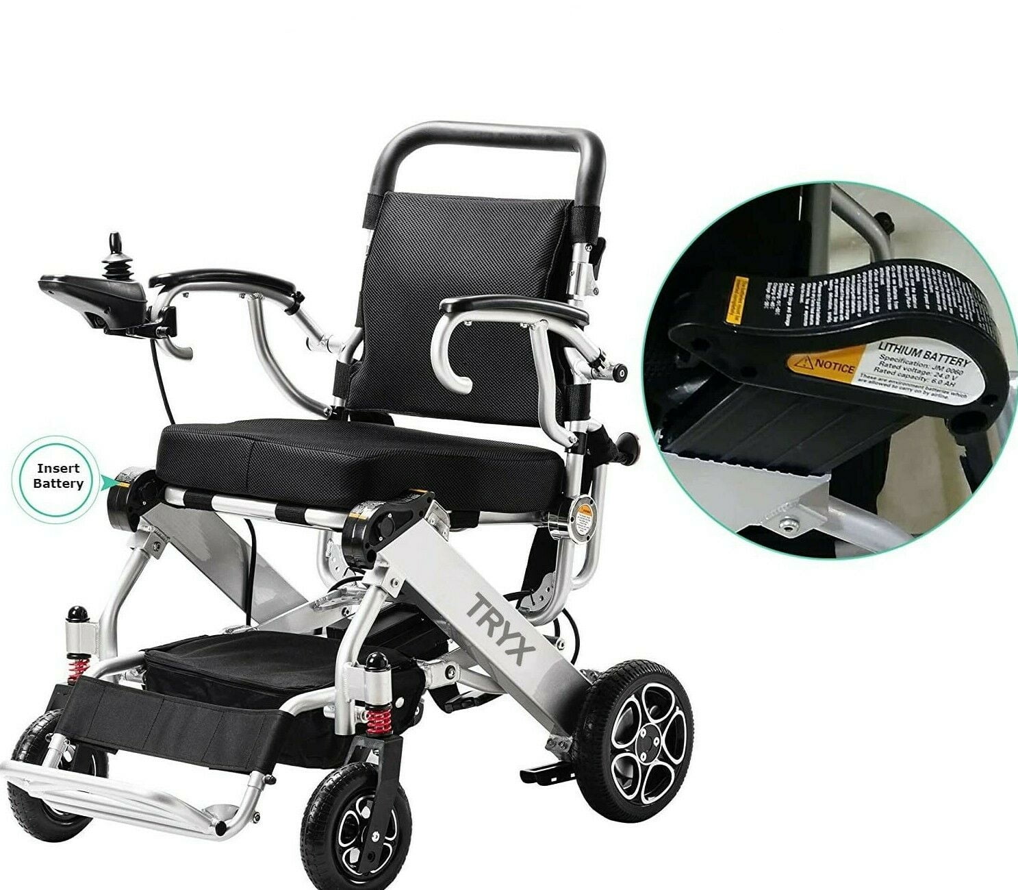TRYX 400W Foldable Electric Wheelchair, Motorized Mobility Aid, 13.2AH ...