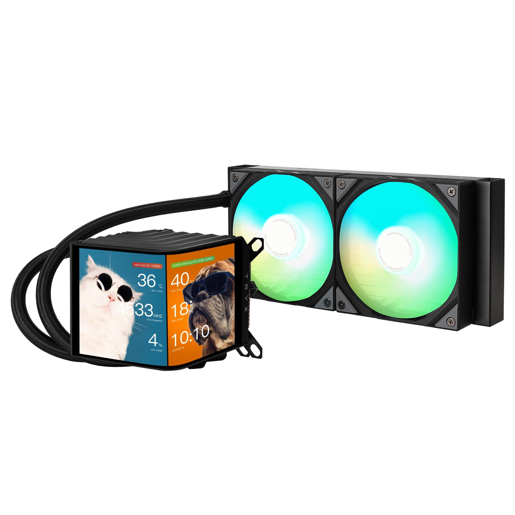 TRYX Panorama 240 ARGB RRF12 240mm AIO 6.5'' L-Shaped Screen 3D ...