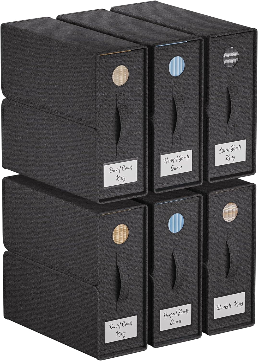 TRZZ 6-Pack Bed Sheet Organizers and Storage, Foldable Linen Bins with ...