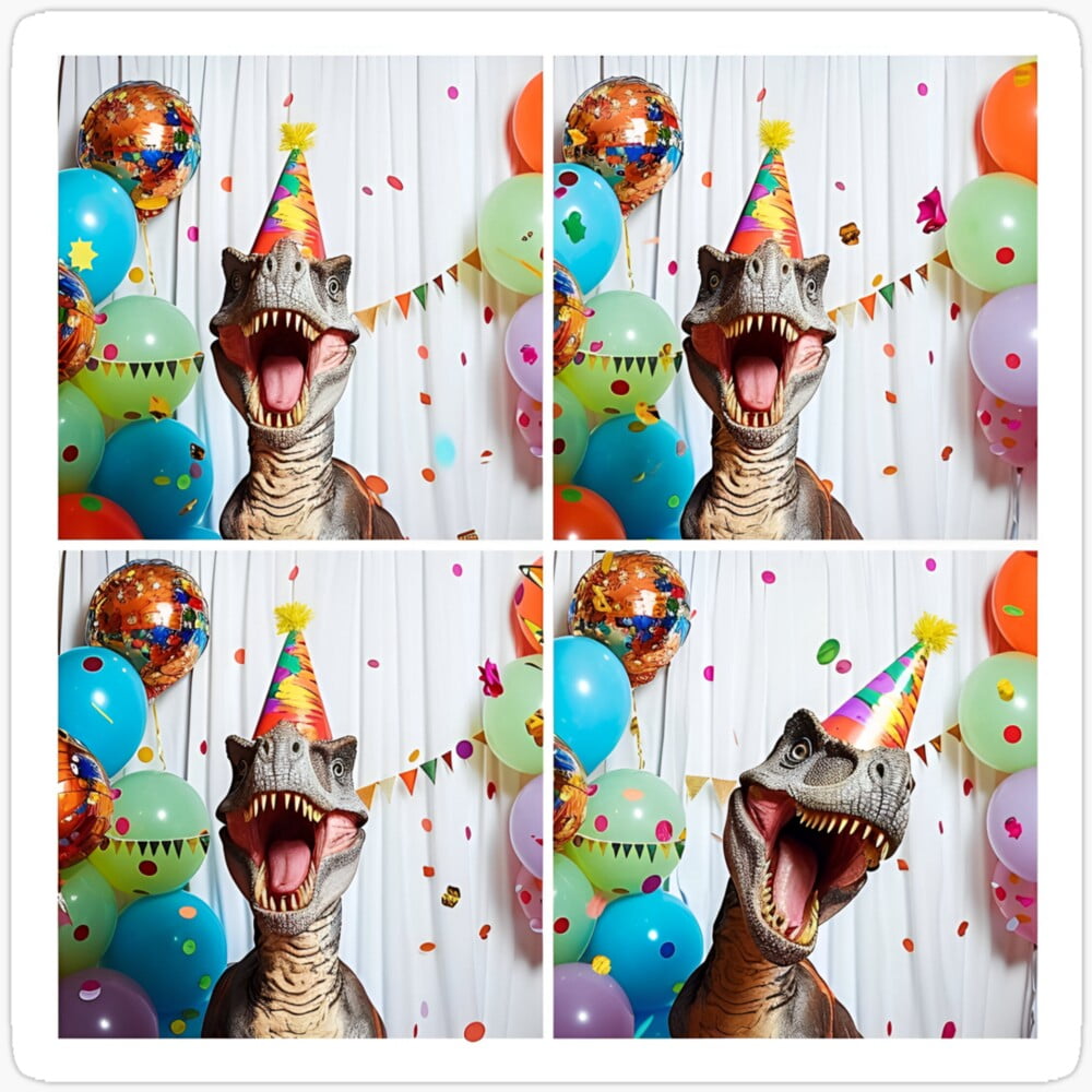 TRex Birthday Party Dinosaur Cute Dino In Party Hat Stickerphone Decal ...