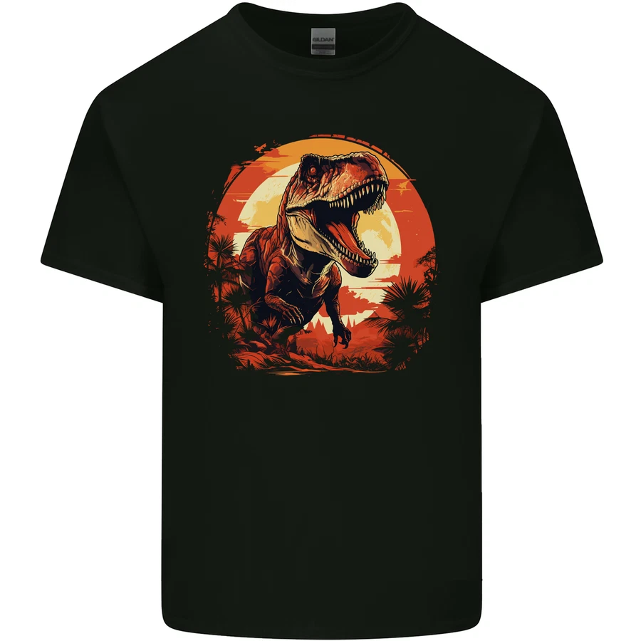 TRex Moon Landscape Dinosaurs Prehistoric Night Graphic Cotton Shirt ...