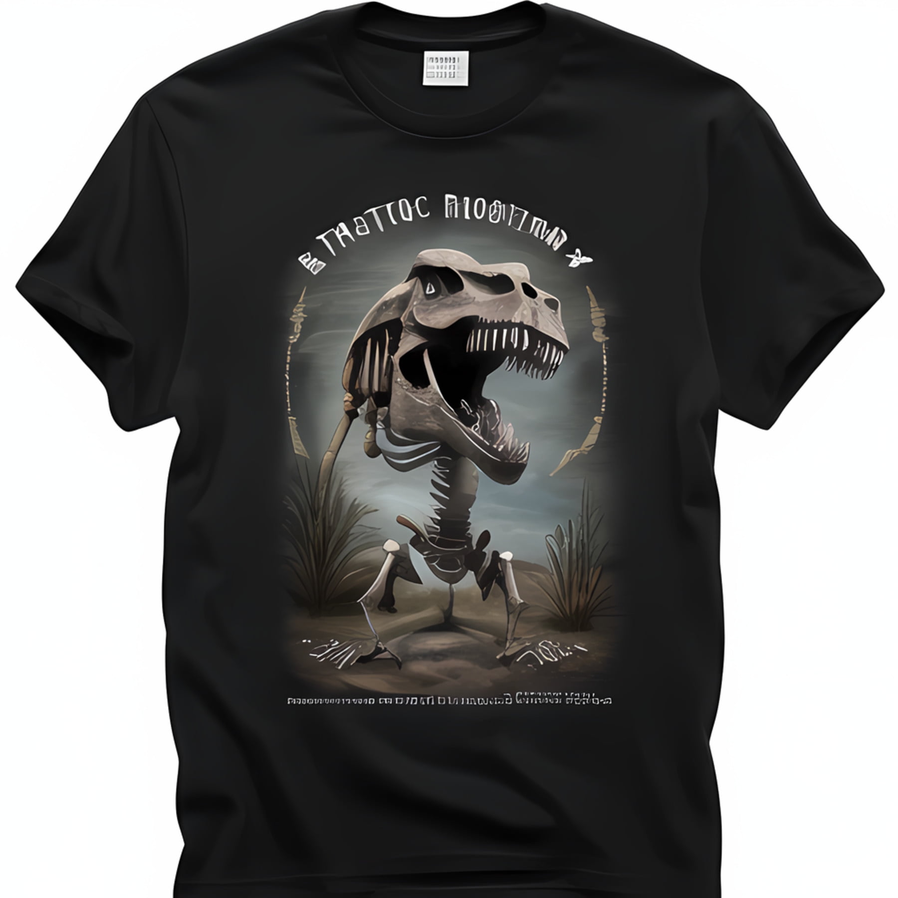 TRexnegative Dinosaur Skeleton Earthy Color Palette Black T-Shirt ...
