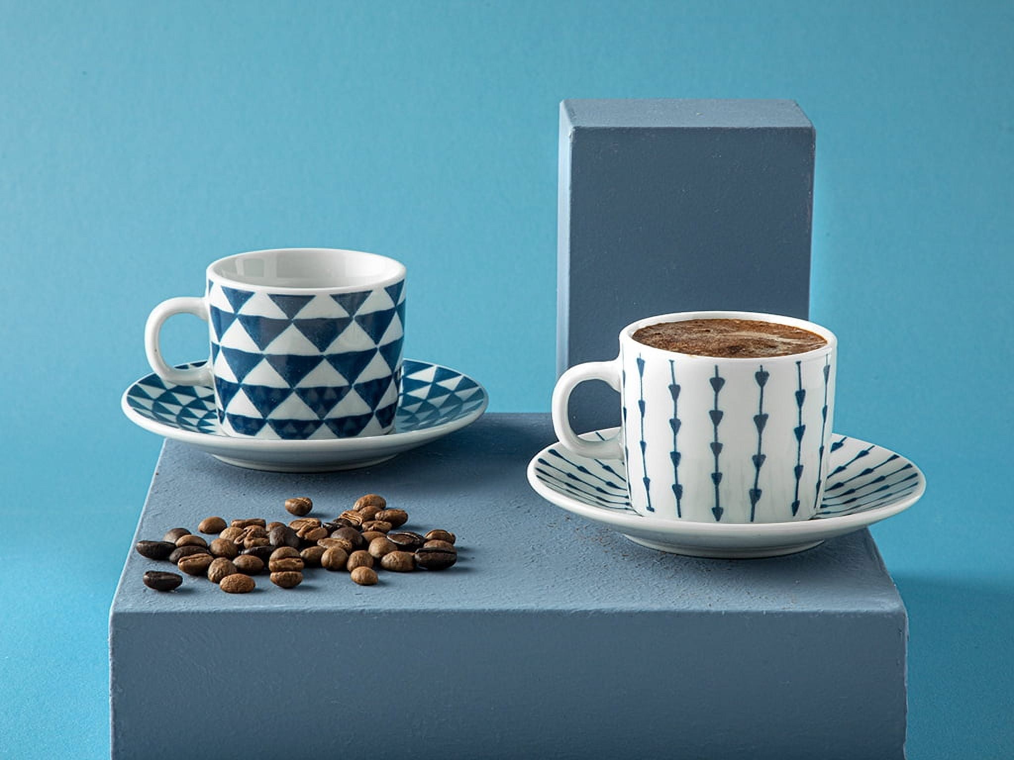 TRin Porcelain 2 Piece Coffee Cup Set 80 ml Navy blue - Walmart.com