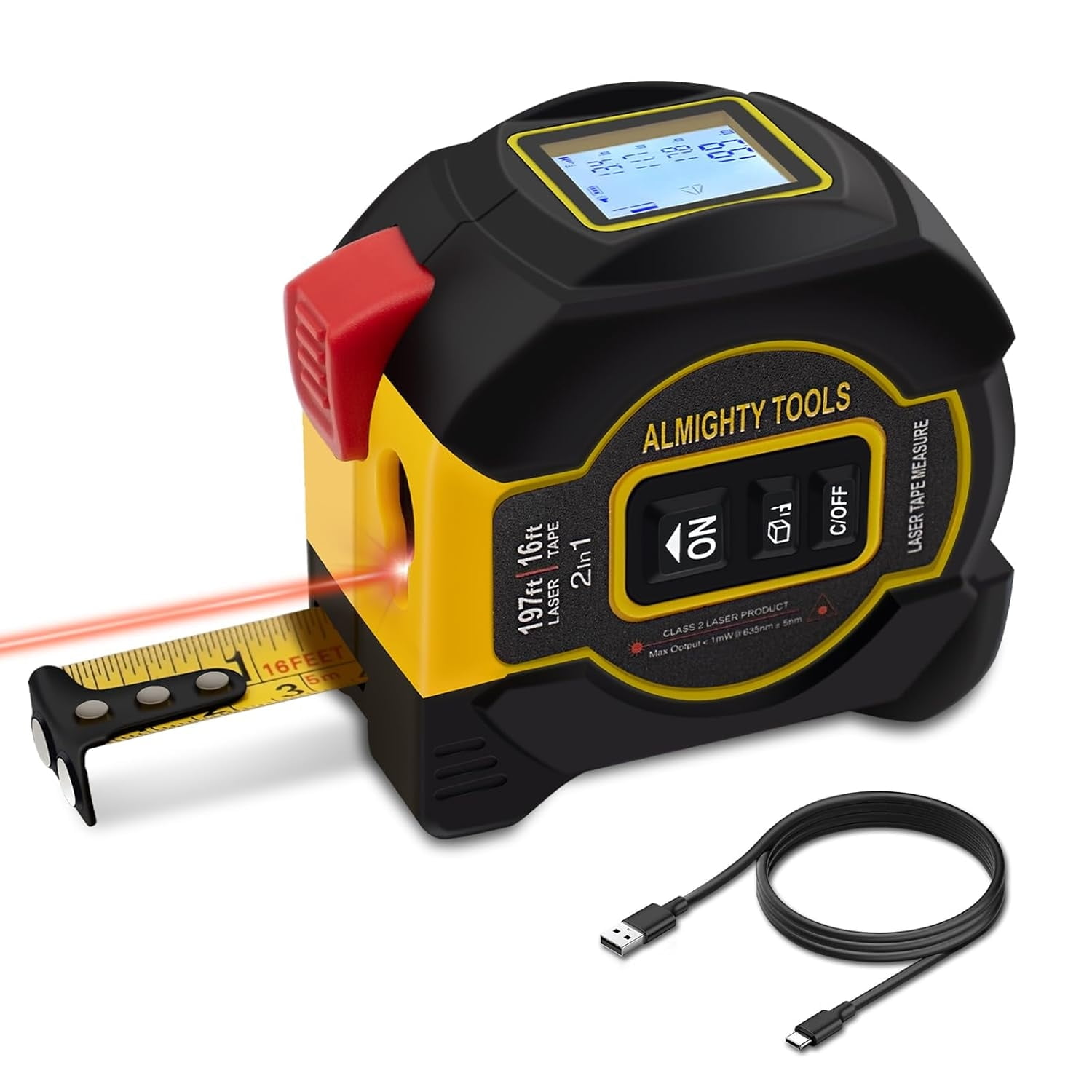 TS 2 in 1 Digital Laser Tape Measure, Almighty Tools Measuring Tape ...